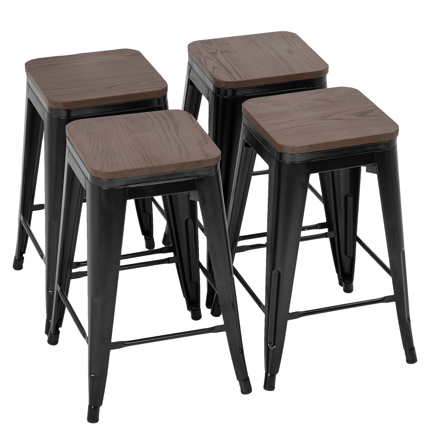 YRLLENSDAN Modern Bar Stool Set of 4 Counter Height Barstool with Back ...