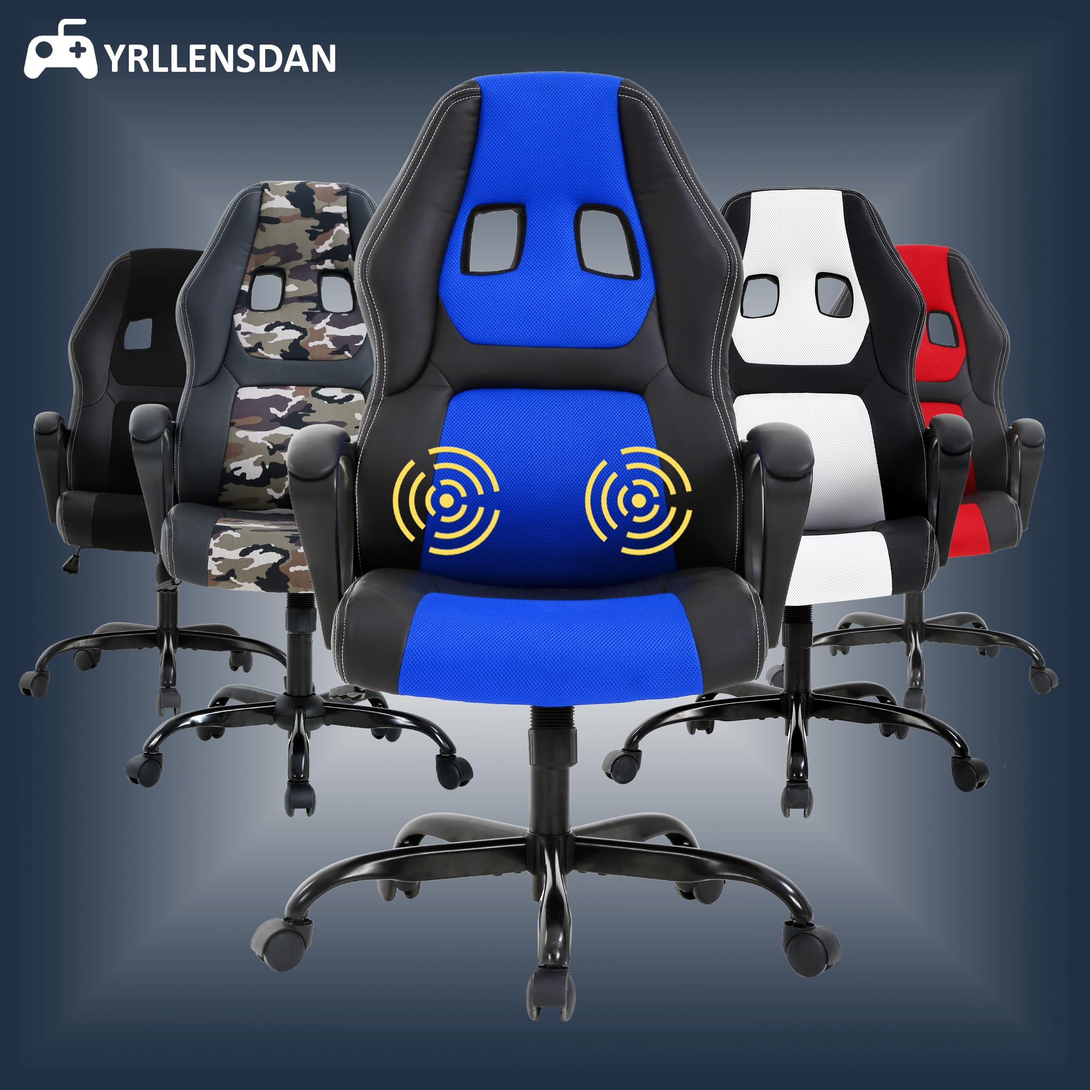 YRLLENSDAN Gaming Chair Comfy Computer Chair with Vibration Massage ...