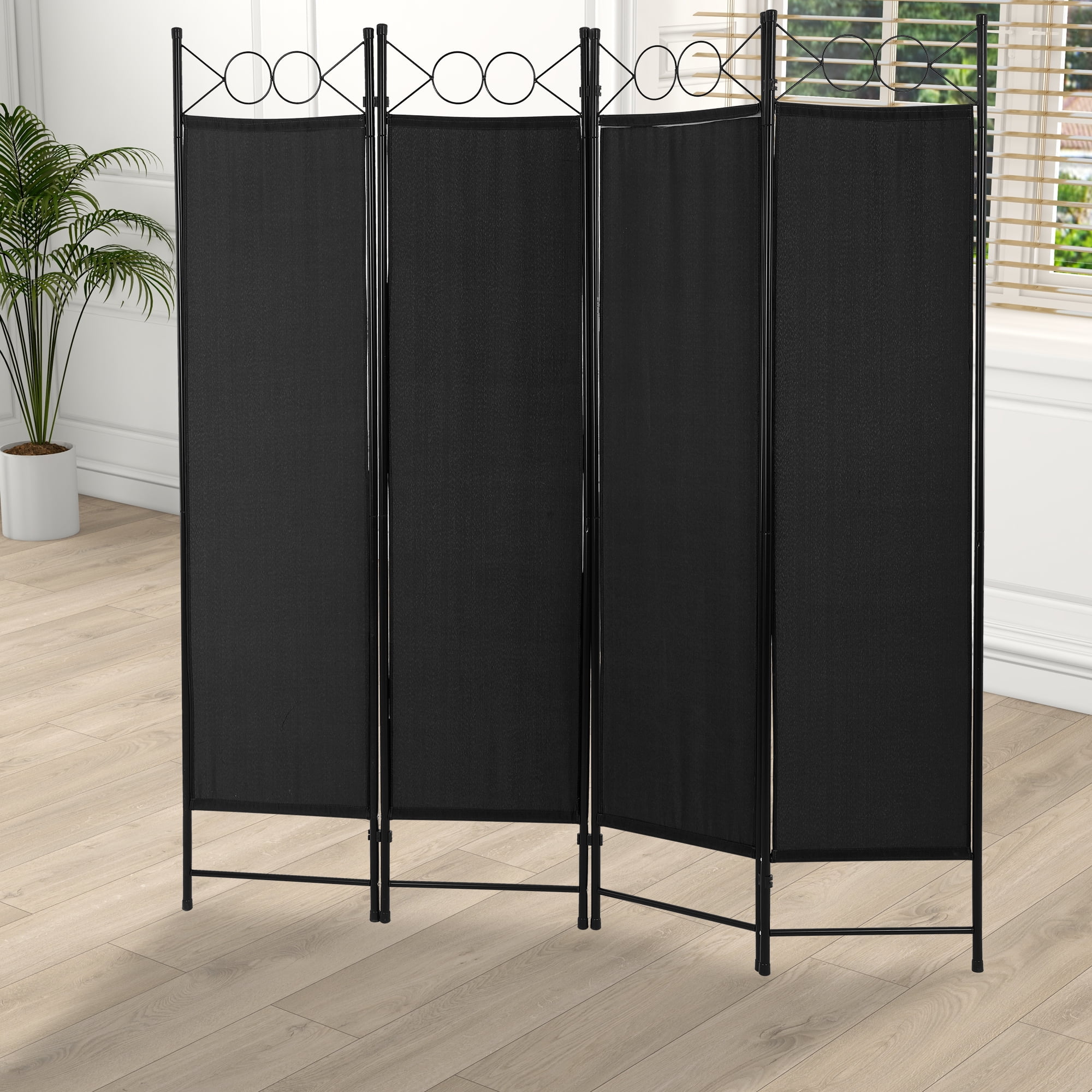 YRLLENSDAN 4-Panel Foldable Room Divider, Steel Frame Privacy Screen ...