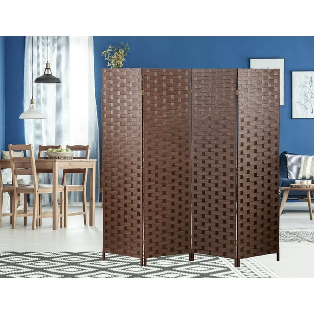 YRLLENSDAN Partition Room Dividers with 4 Panels, Wood Folding Privacy ...