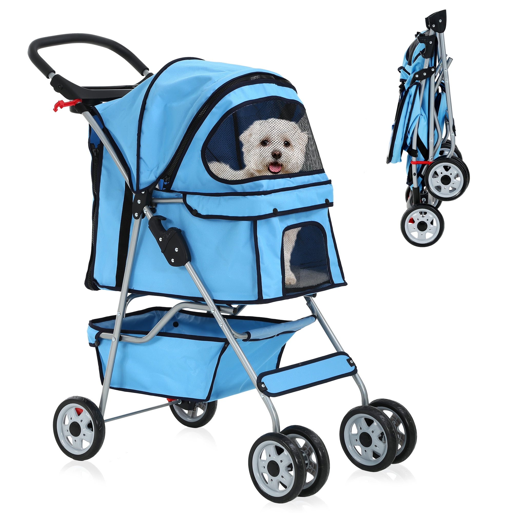 YRLLENSDAN Doggy Jogger Pet Stroller for Small to Medium Dogs, 4-Wheel ...