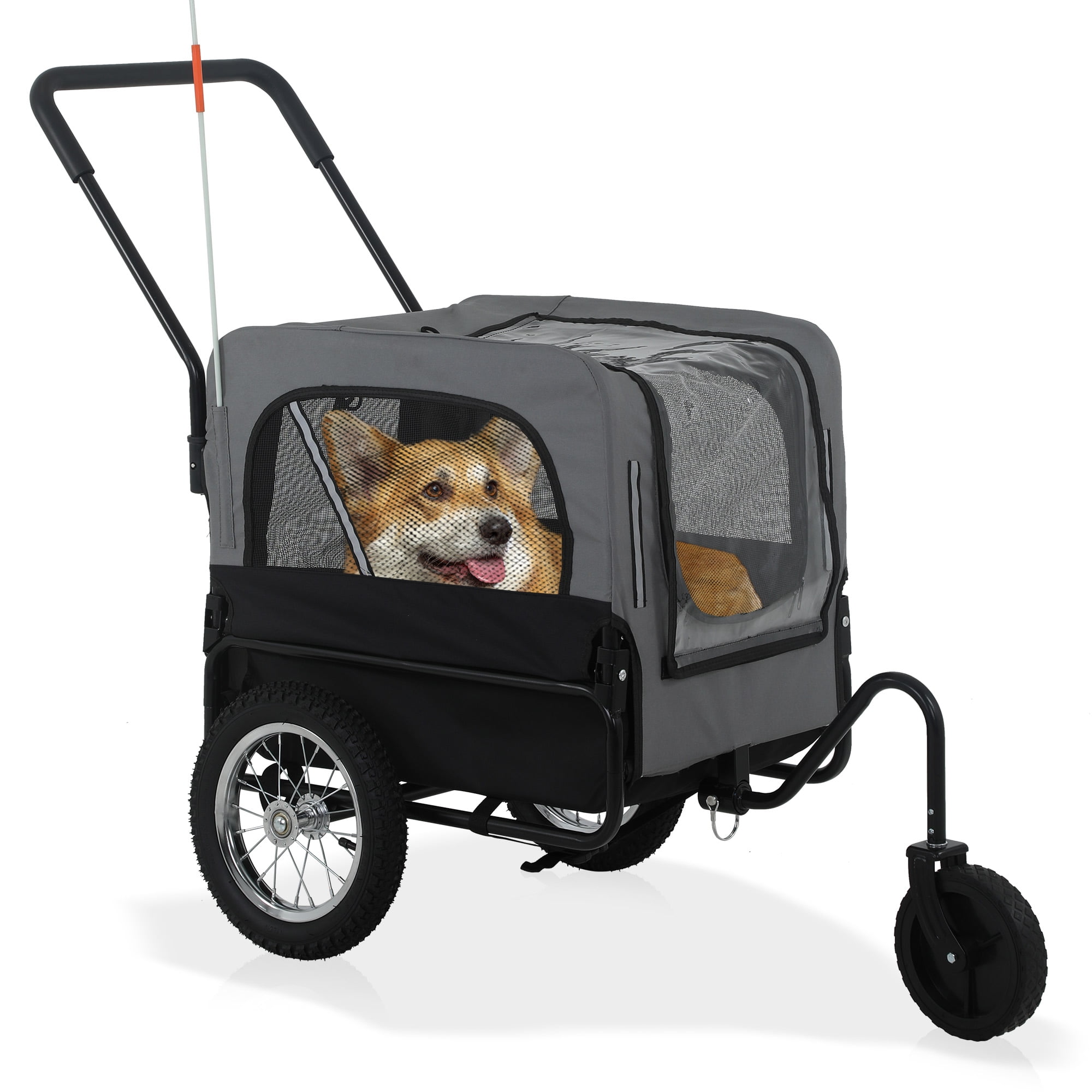 YRLLENSDAN 2-in-1 Dog Bike Trailer & Pet Stroller, Doggie Carriage ...