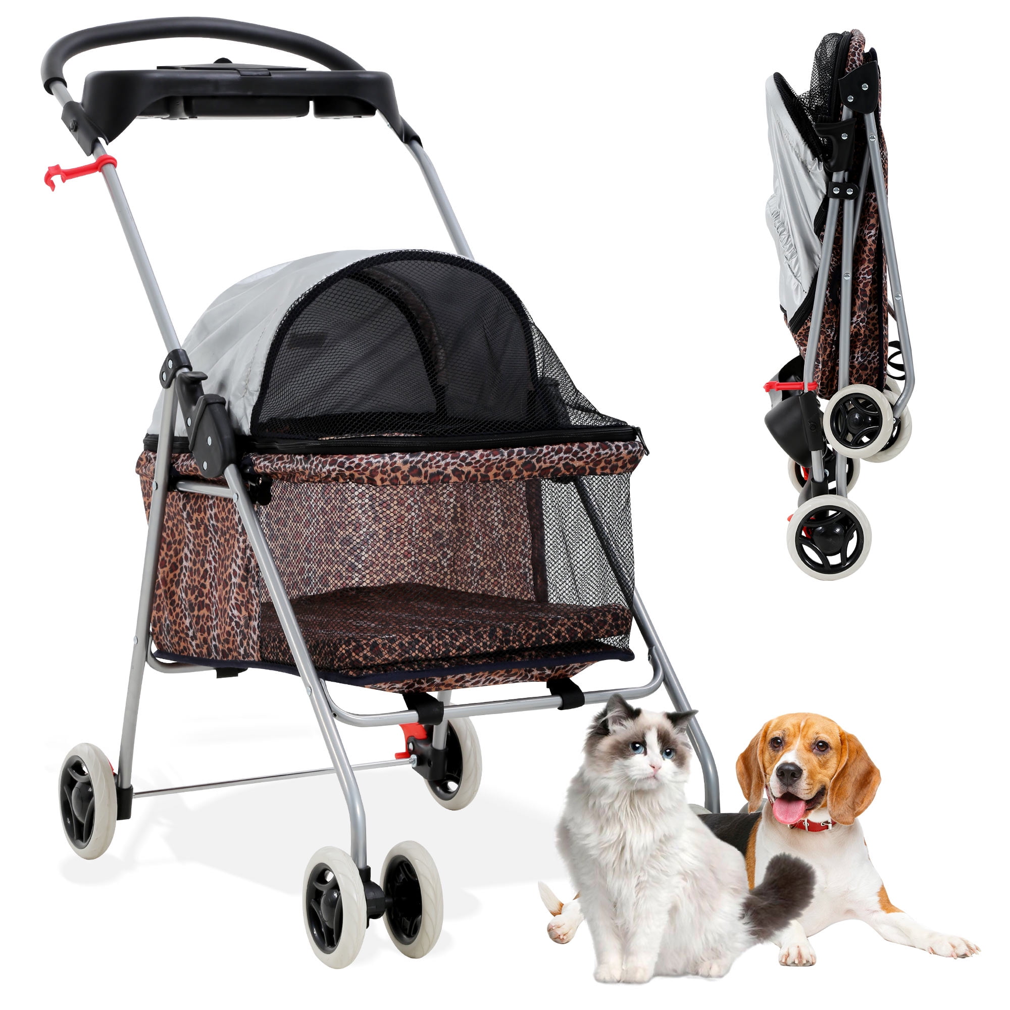 YRLLENSDAN Pet Stroller 4 Wheels Posh Folding Waterproof Portable ...
