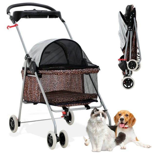 YRLLENSDAN Pet Stroller 4 Wheels Posh Folding Waterproof Portable ...