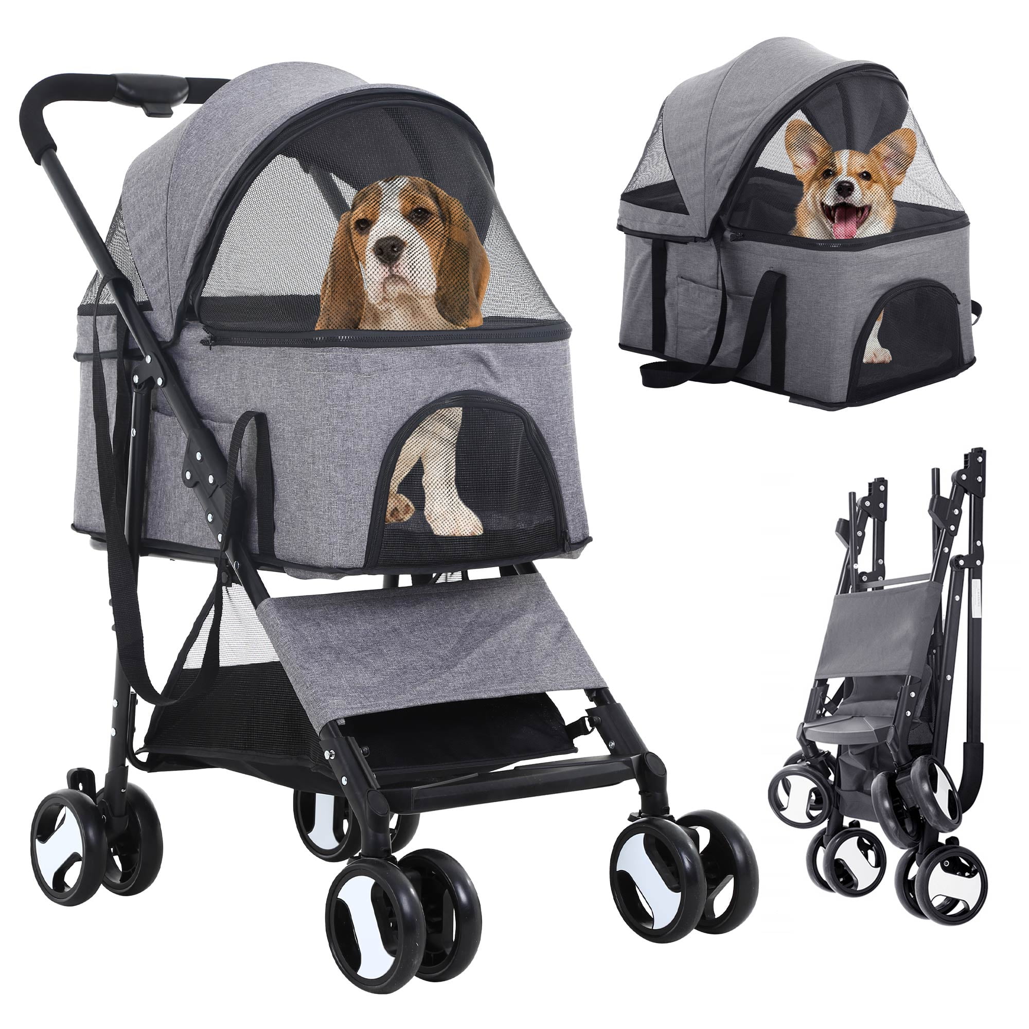 YRLLENSDAN Pet Stroller Premium 3-in-1 Multifunction Dog Cat Jogger ...