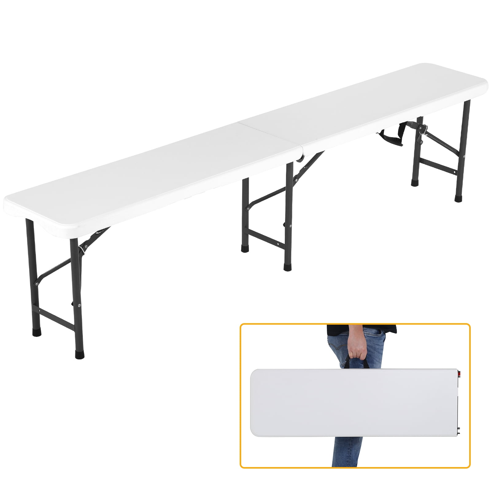 YRLLENSDAN 6ft Portable Folding Bench with Handle for Outdoor, Picnic ...