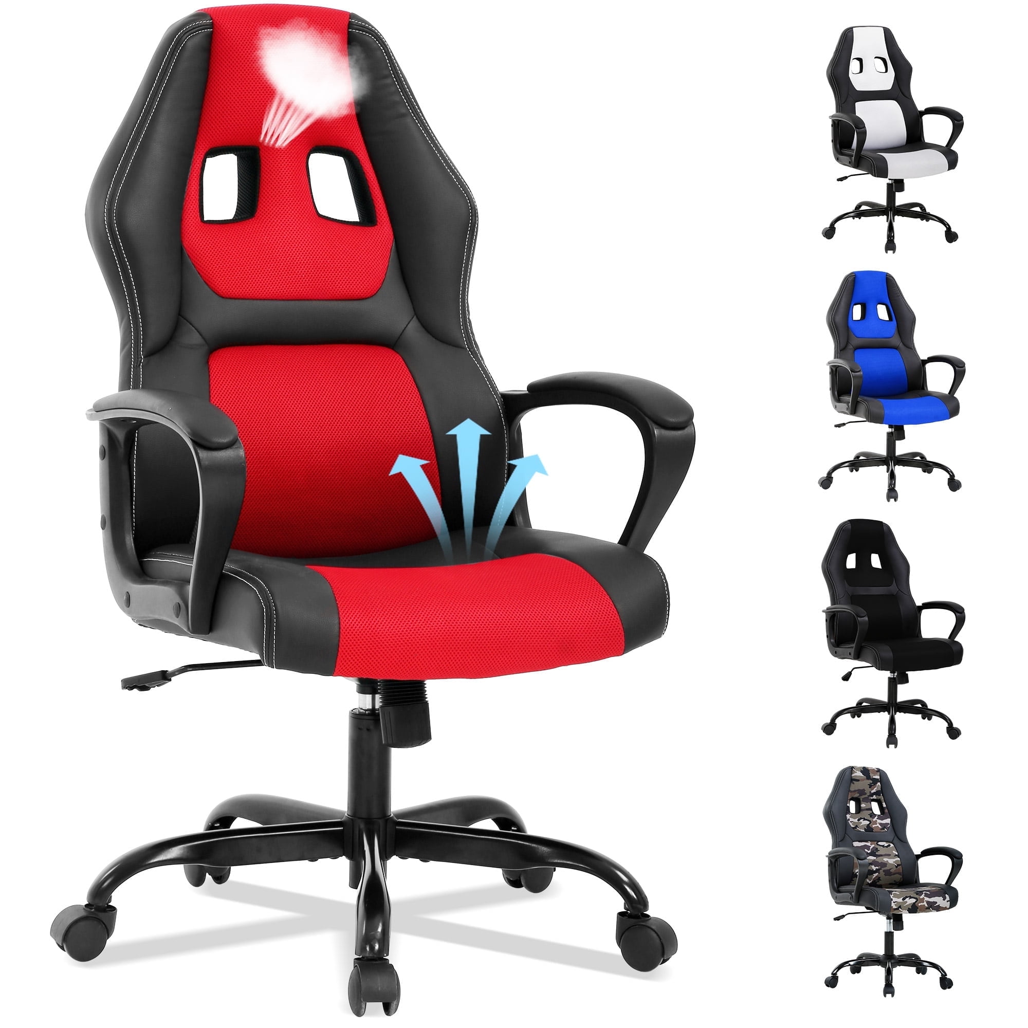 YRLLENSDAN Faux Leather Office Adults Gaming Chair, Red - Walmart.com