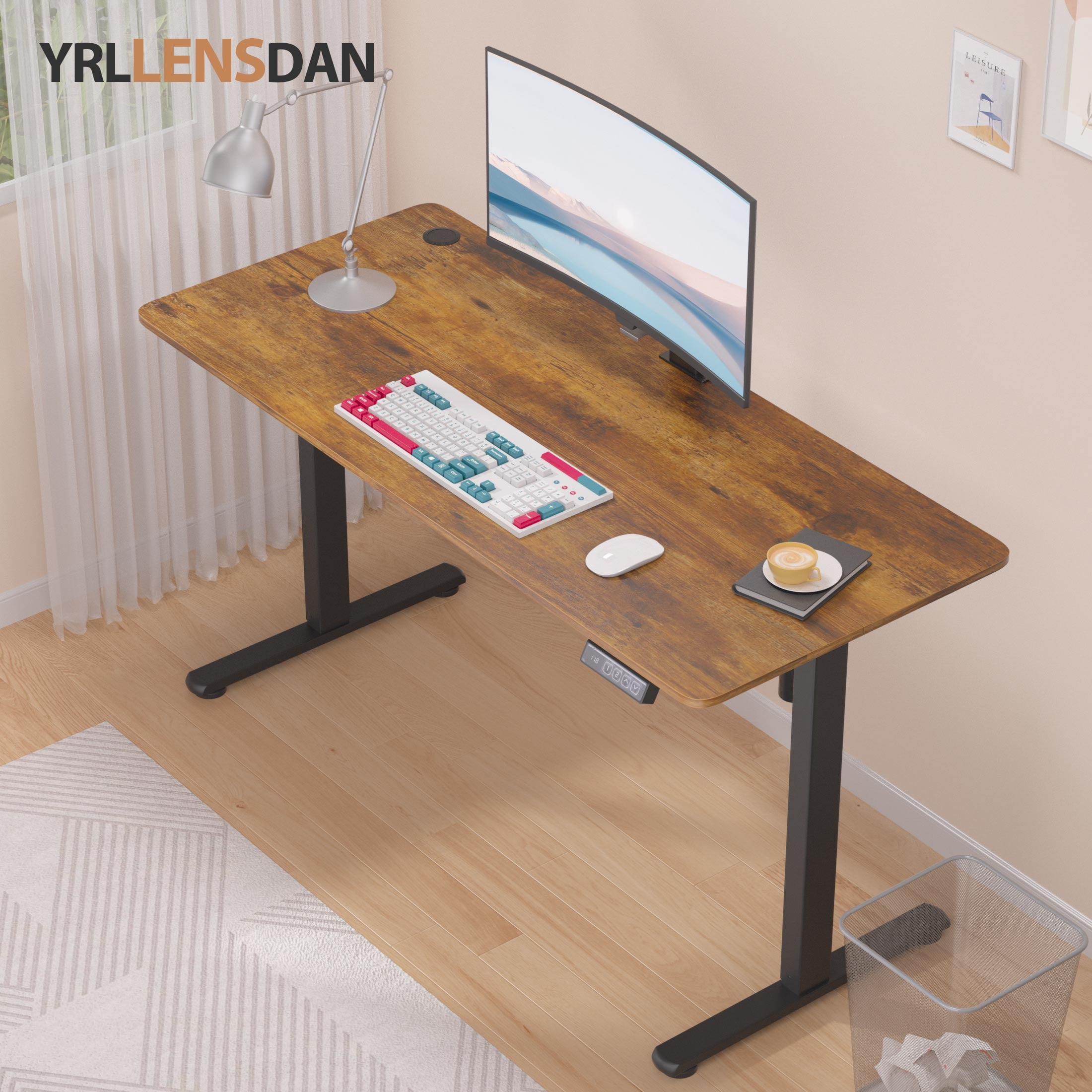 YRLLENSDAN Electric Standing Desk Adjustable Height, Rising Work Desk ...