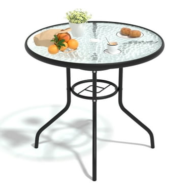 Abba Patio Outdoor Folding Side Bistro Table w/ Tempered Glass Tabletop ...