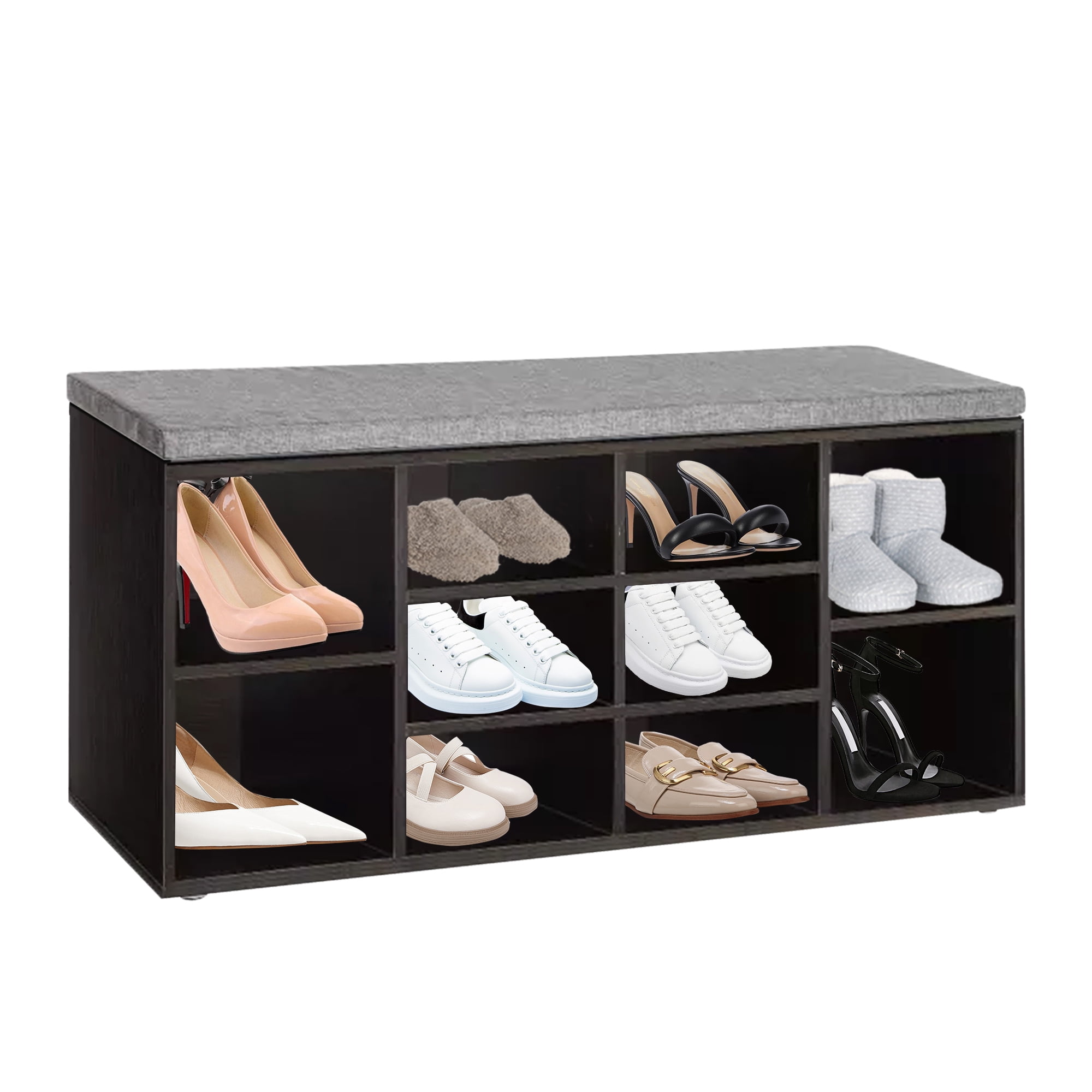YRLLENSDAN 3-Tier Shoe Organizer Bench with Adjustable Shelves, Seat ...