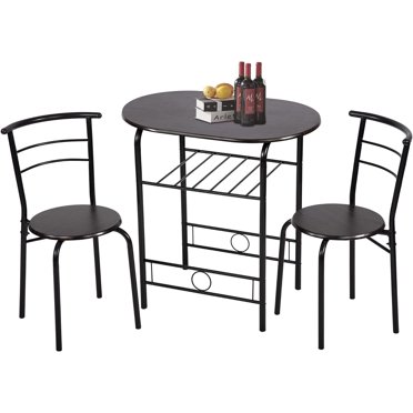 Costway 3 PCS Small Modern Dining Set Table and 2 Chairs Home Kitchen ...