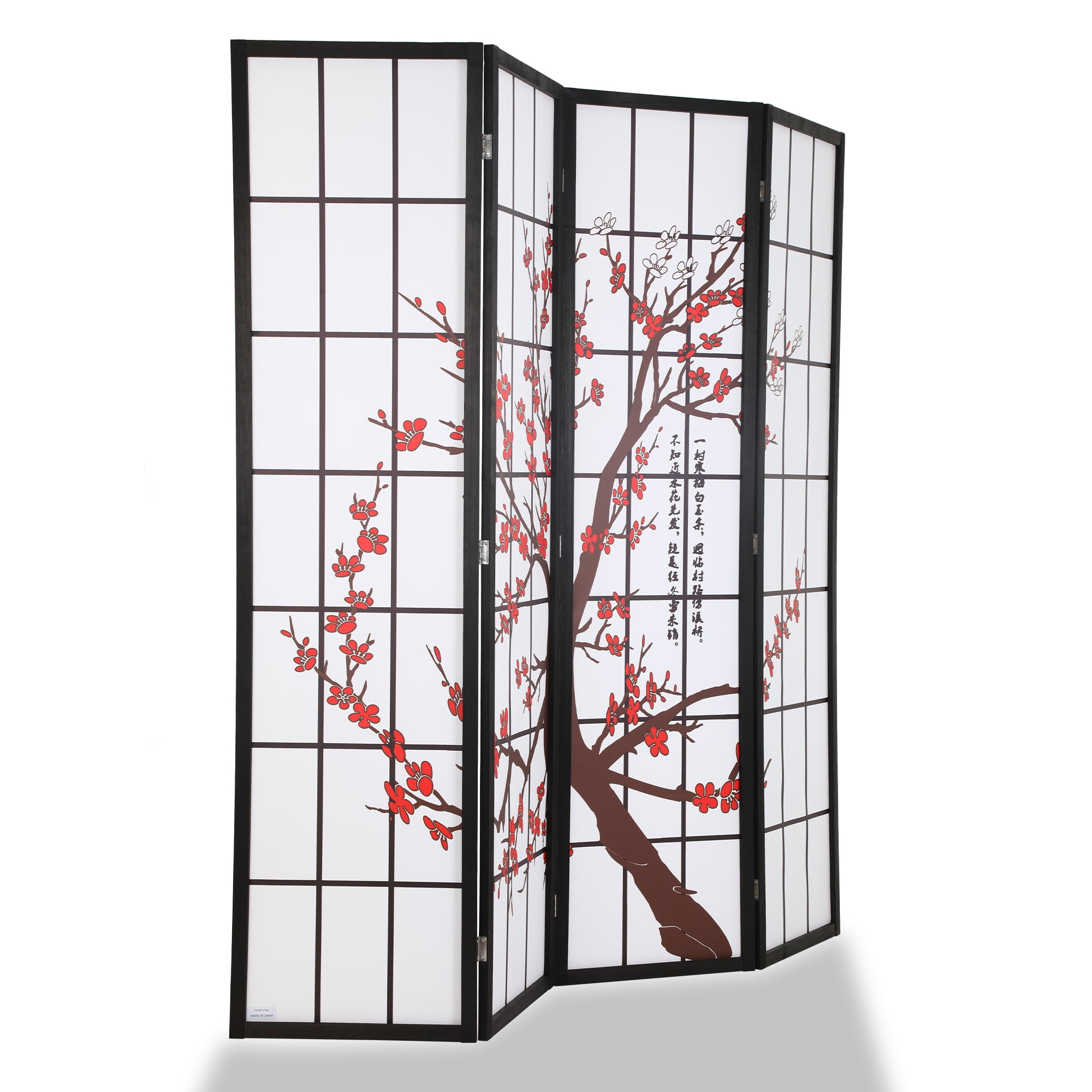 YRLLENSDAN Wood Shoji 4-Panel Room Divider, 6Ft Foldable Freestanding ...