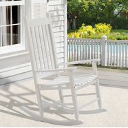 SERWALL Outdoor Rocking Chair, HDPE Weatherproof Patio Rocker, White ...
