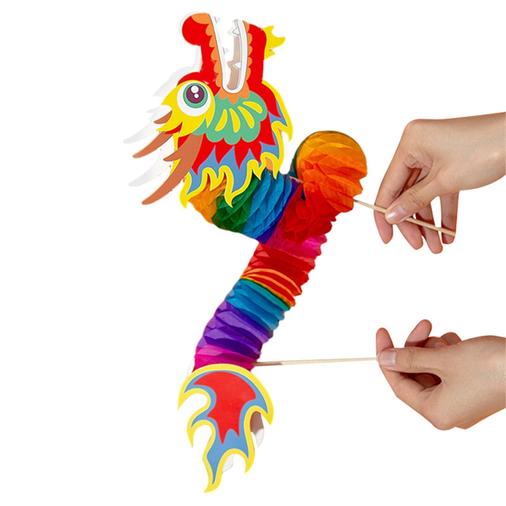 YROHGKPN Paper Dragon Puppet Kits Chinese New Year Dragon Dance Toy ...