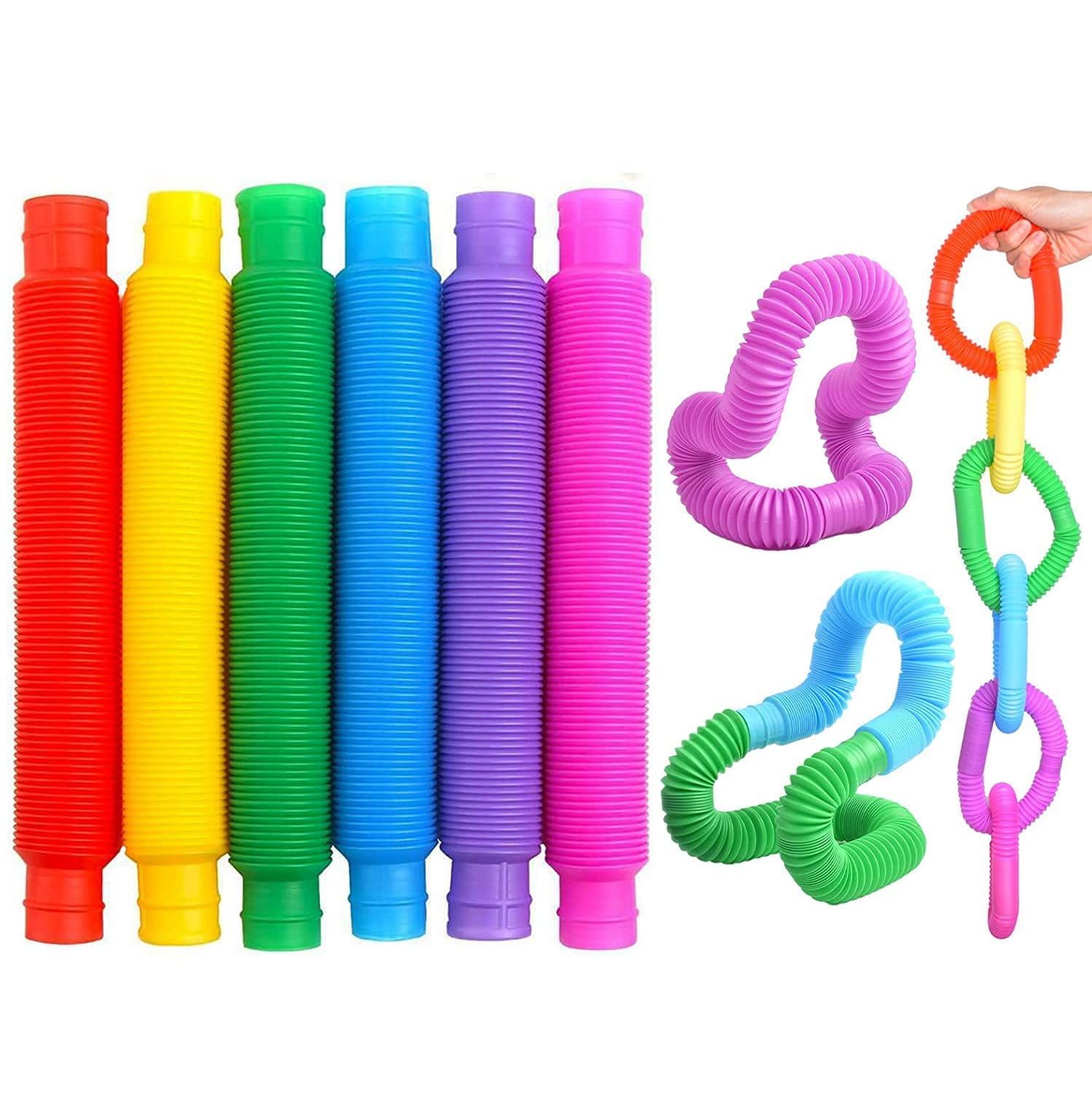 YRTOYS Pop Tubes Fidget Toy, Sensory Tubes, Poppin Pipes for Kids ...