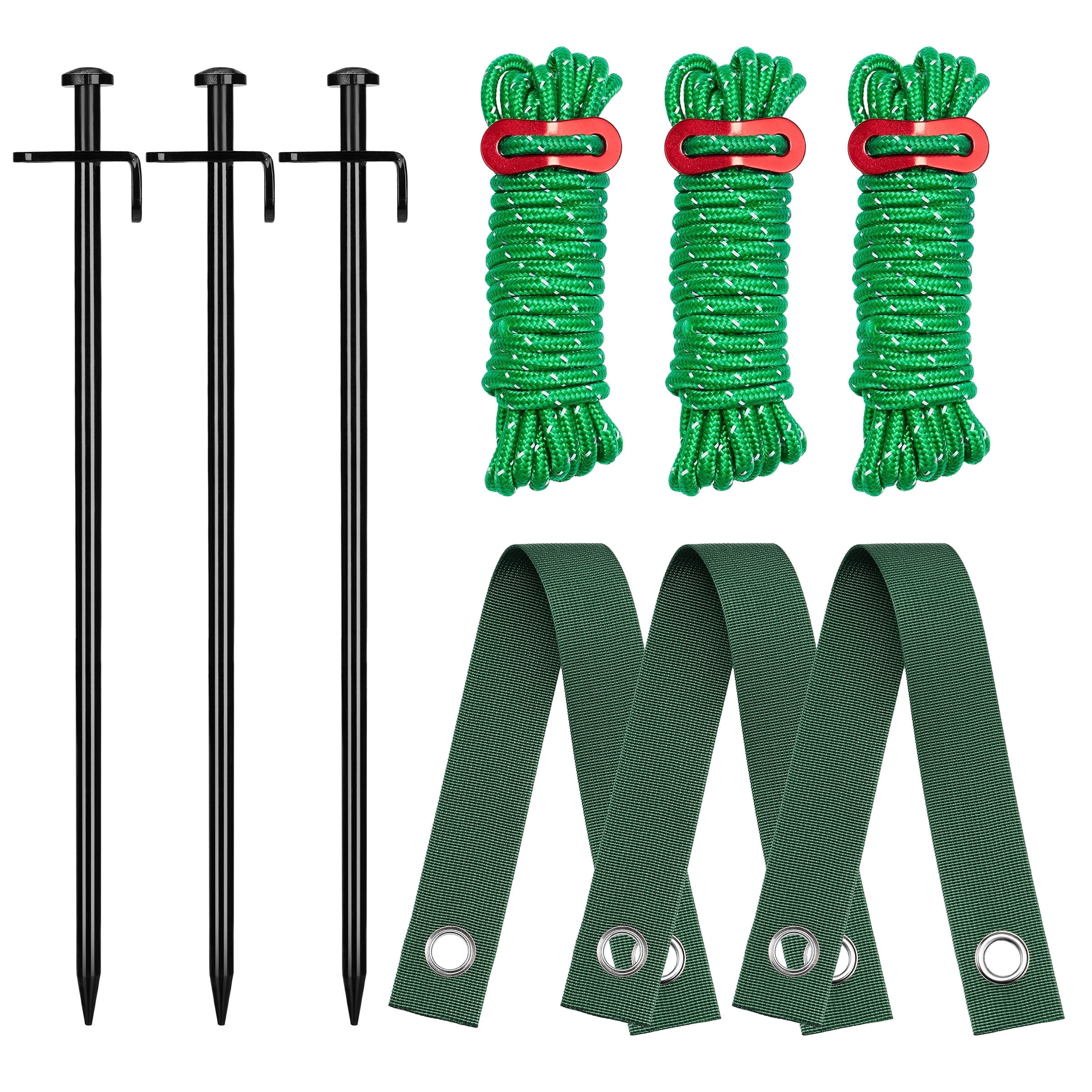 YRichxx 3pcs 12″ Heavy Duty Steel Tree Stakes with 3 Straps and 3pcs 13 ...