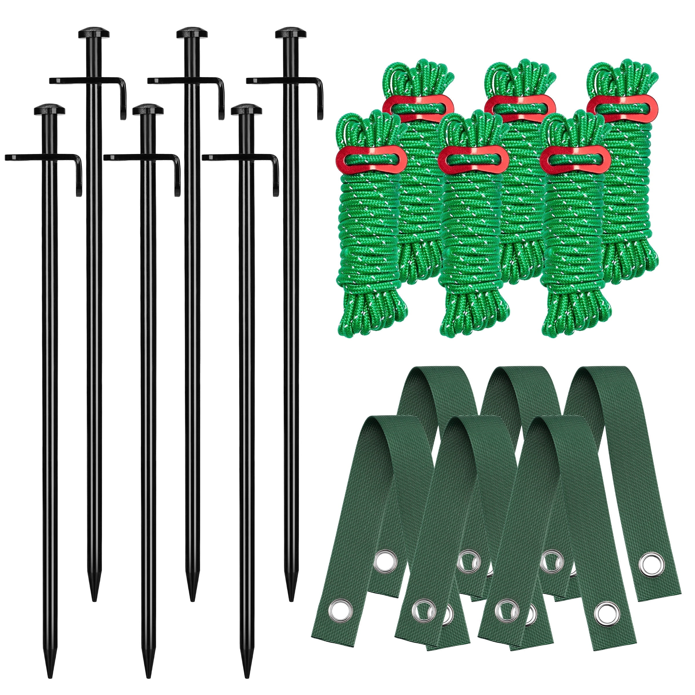YRichxx 6pcs 12″ Heavy Duty Steel Tree Stakes with 6 Straps and 6pcs 13 ...