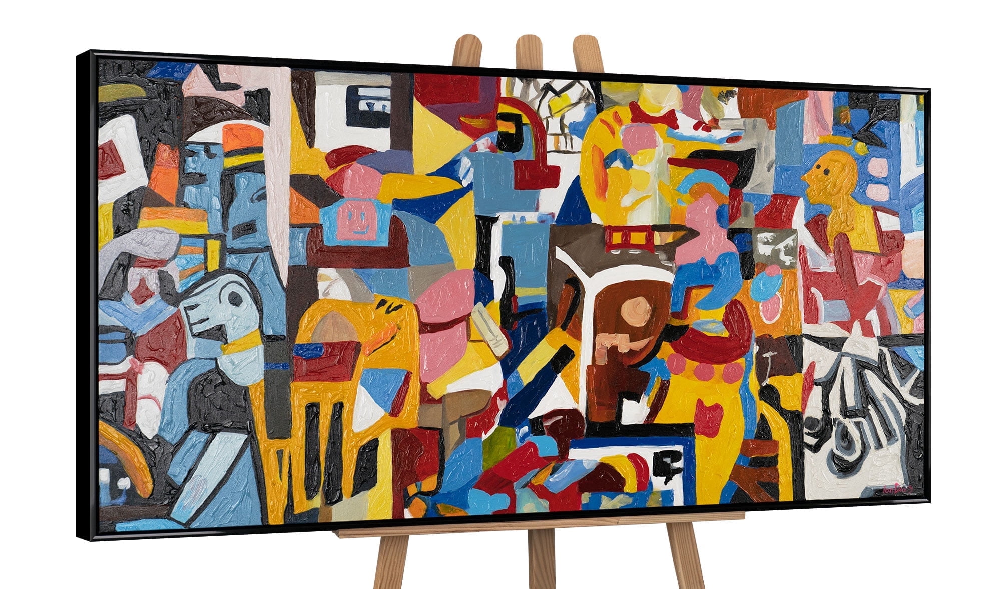 YS-Art Colorful Stories Acrylic Hand-Painted Abstract Canvas Art with ...