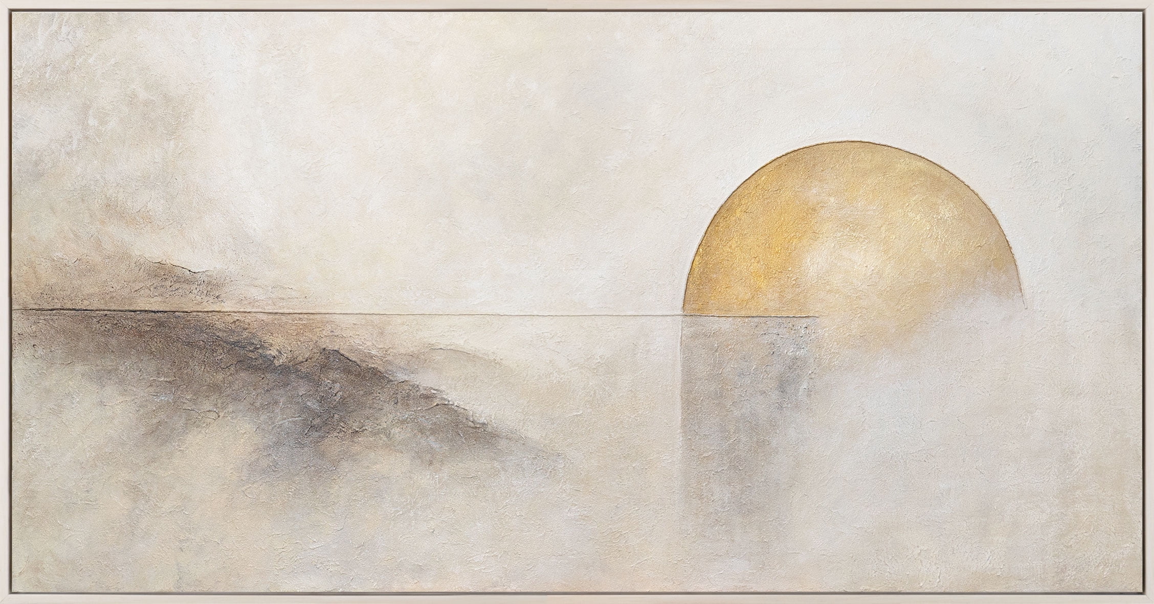 YS-Art Horizon Line Neutral Wall Art Texture Hand Painted Framed Wall ...