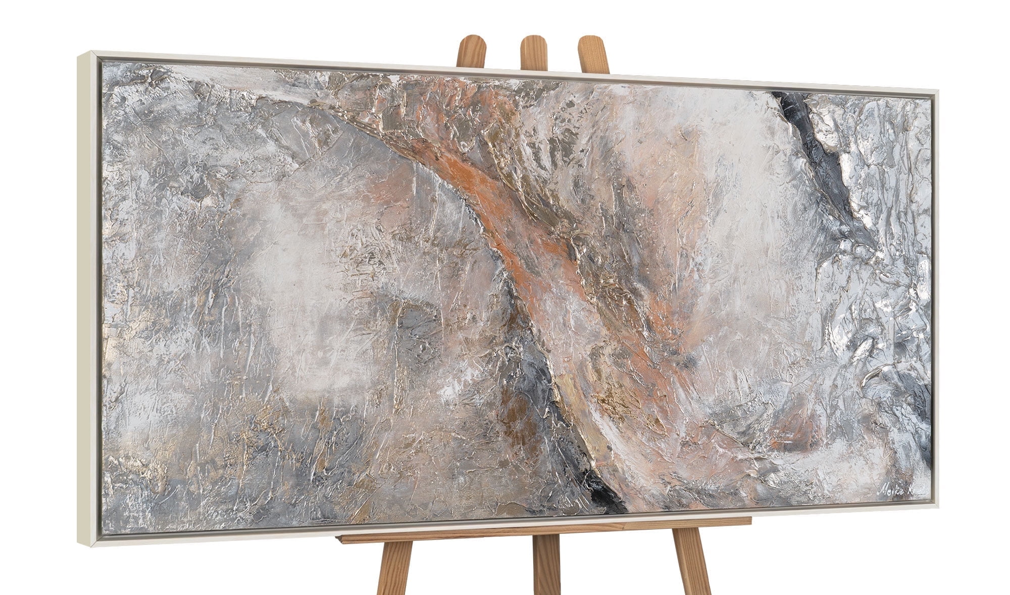 YS-Art Mystic Flow Hand-Painted Abstract Canvas Wall Art with Beige ...