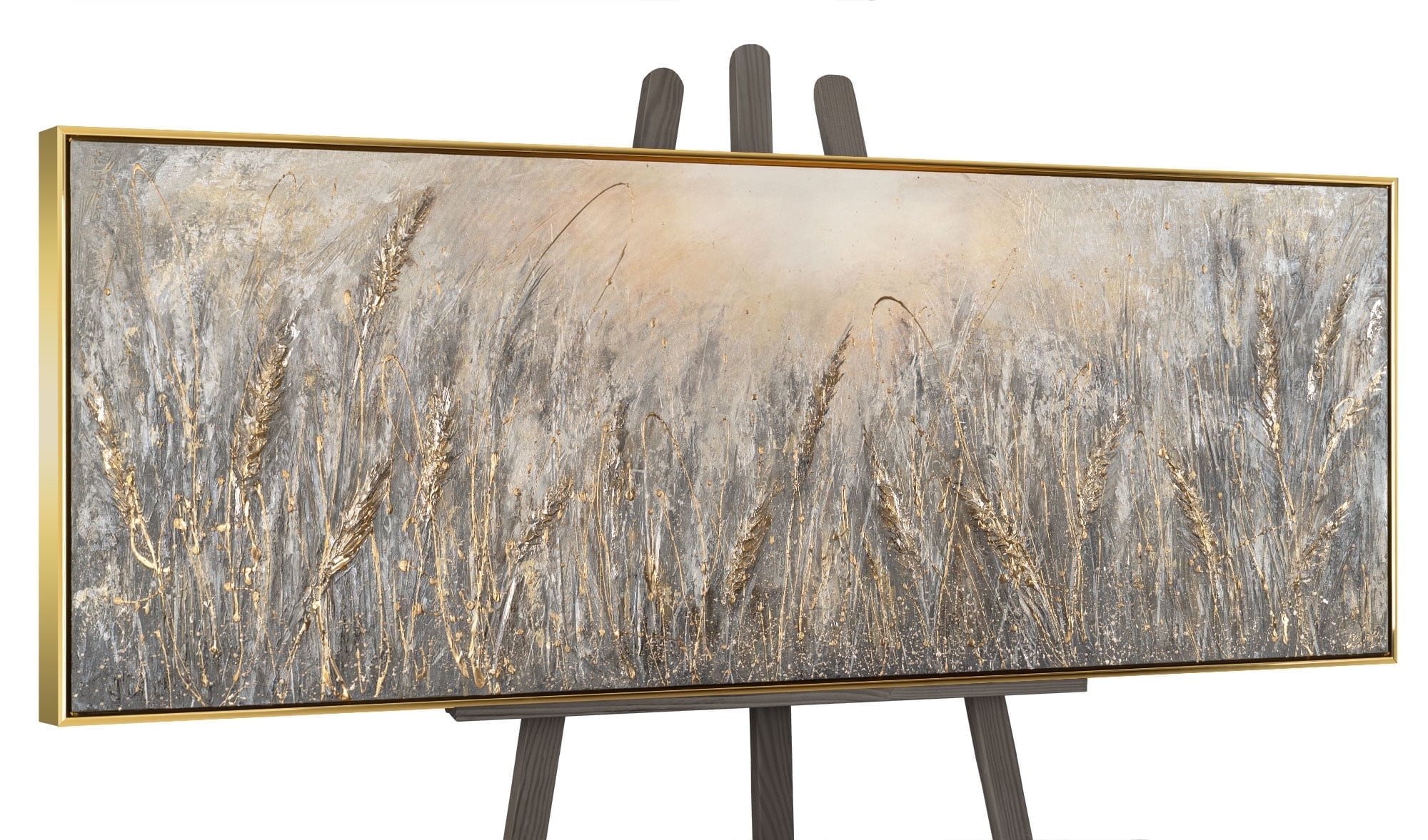 YS-Art Nature's Song Textured Painting in Gold Frame, Large Modern Wall ...