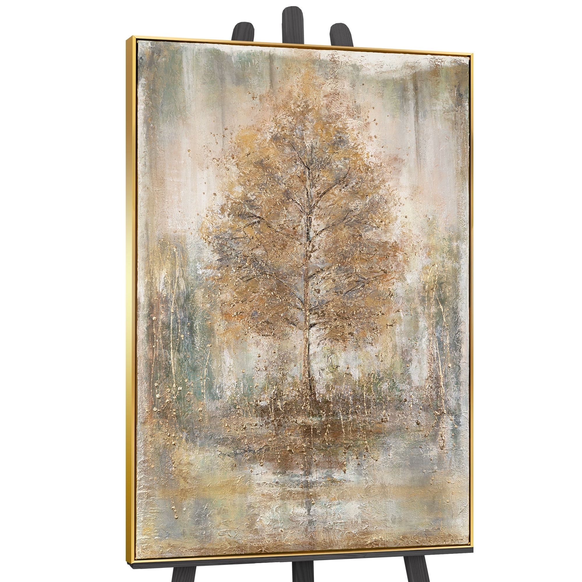 YS-Art Secrets of the Forest Large Textured Canvas Wall Art with Gold ...