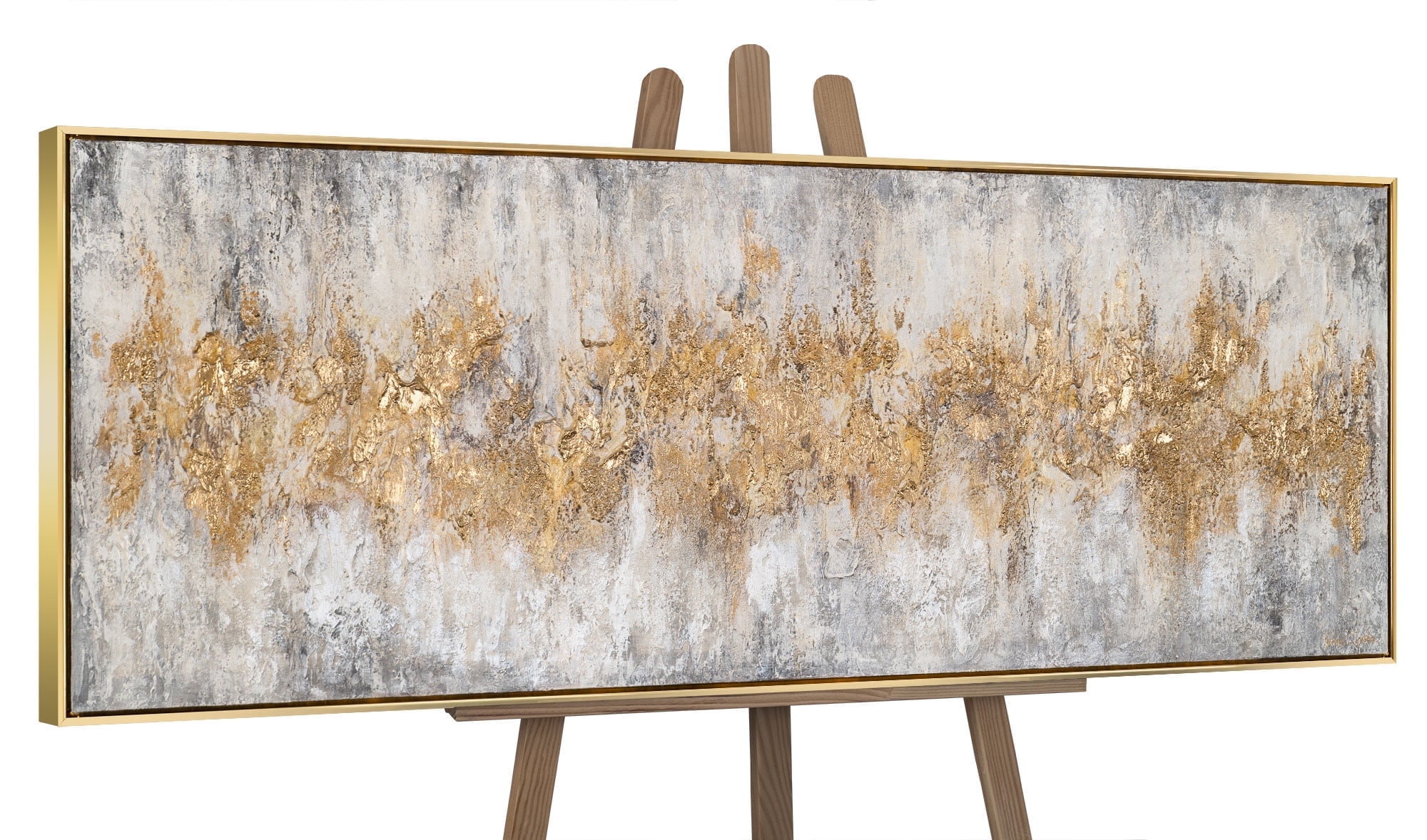 YS-Art Shimmering Moments Textured Abstract Wall Art with Gold Frame ...