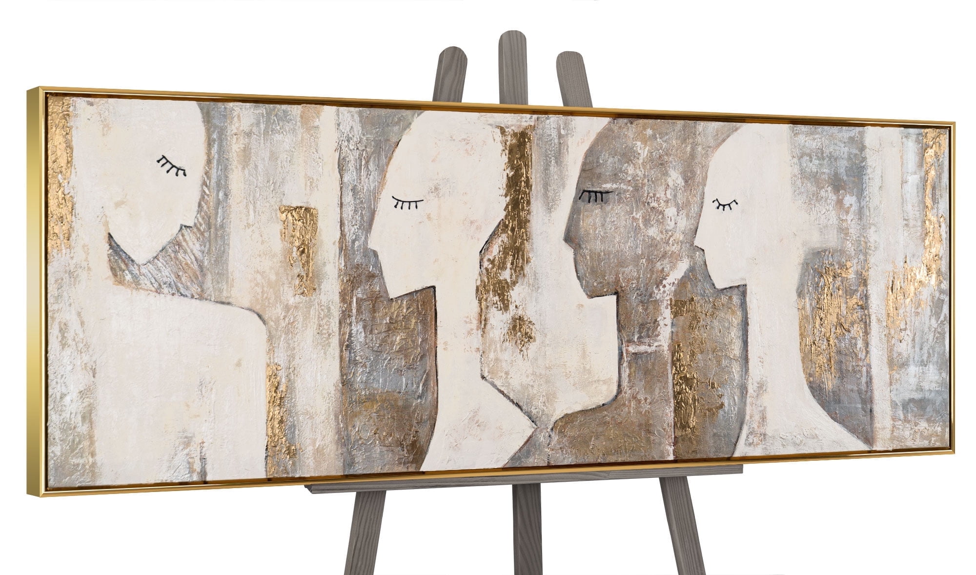 YS-Art The Age Hand-Painted Wall Art in Gold Frame 60x20 in, Large ...