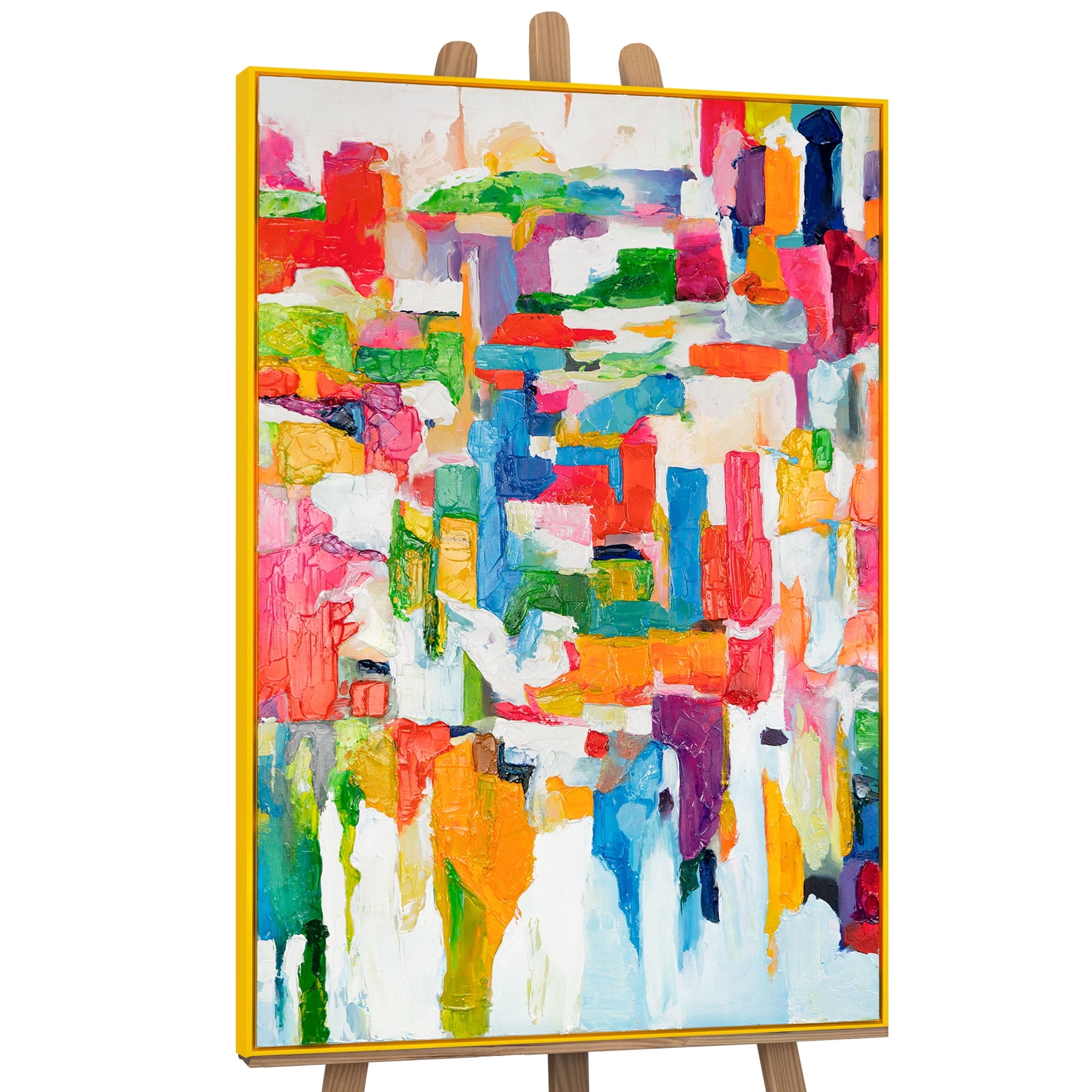 YS-Art The Energy of Color Abstract Painting with Yellow Frame, Big ...