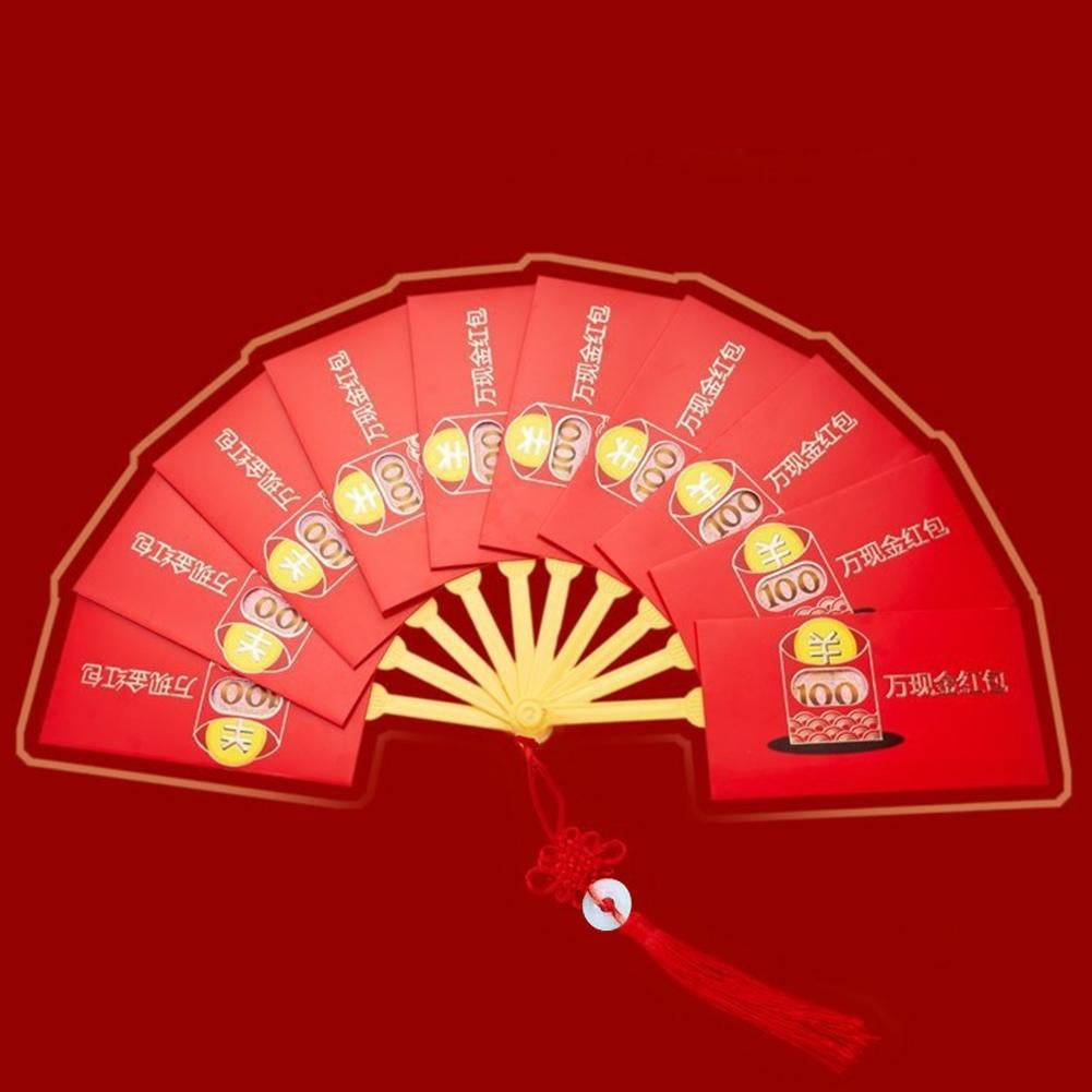 YSABOXS 2025 Year of The Dragon New Year Fan Shape Red Envelopes ...