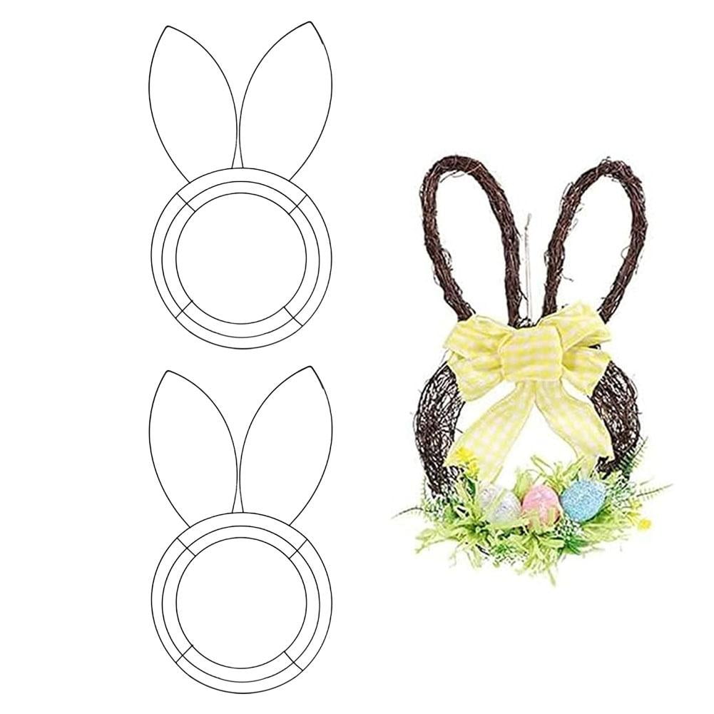 YSABOXS Easter Bunny Wire Wreath Frame, 16.5Inches Rabbit Wreath Metal ...