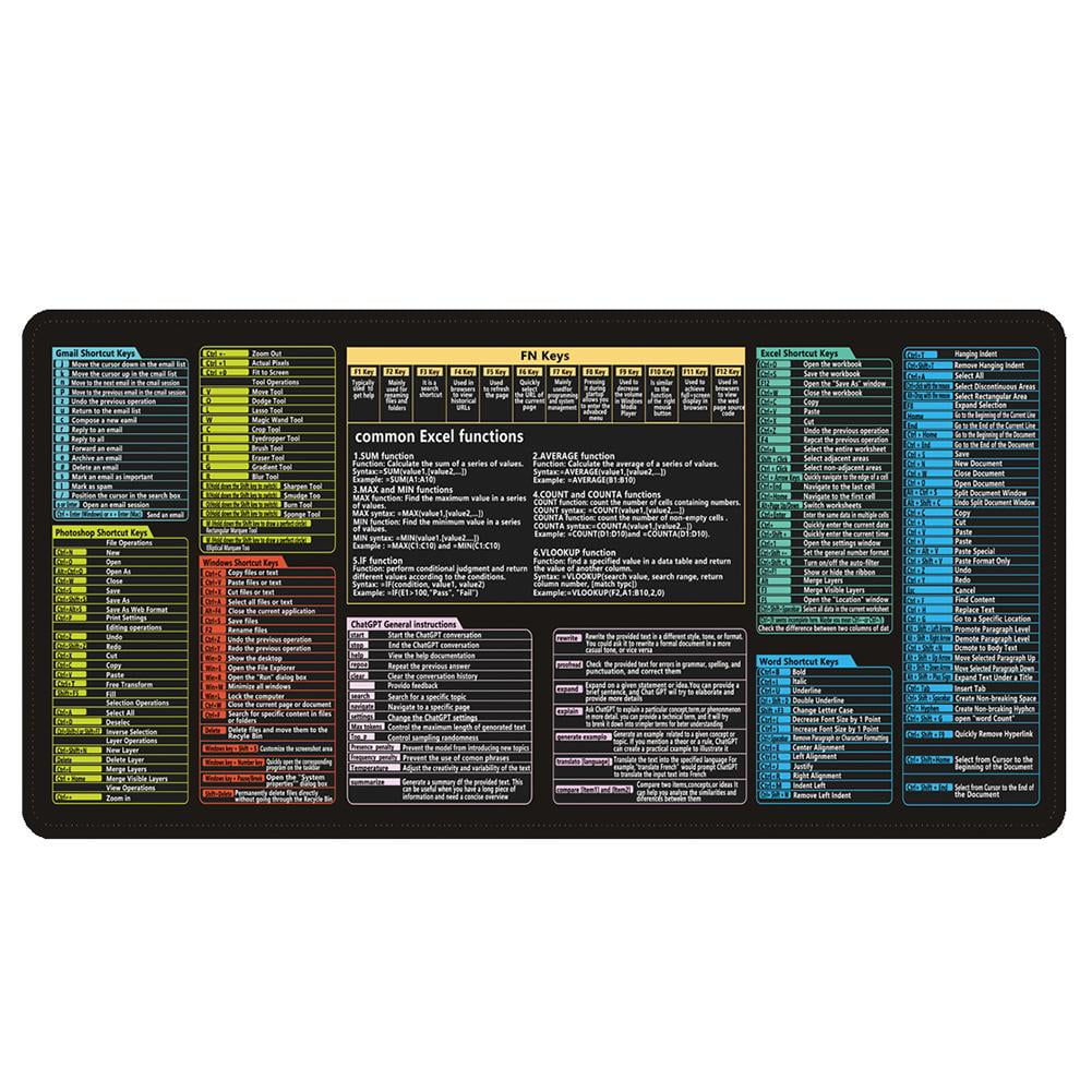 YSABOXS Excel Shortcut Keys Mouse Pad, Extended Large Gaming Desk Pad ...