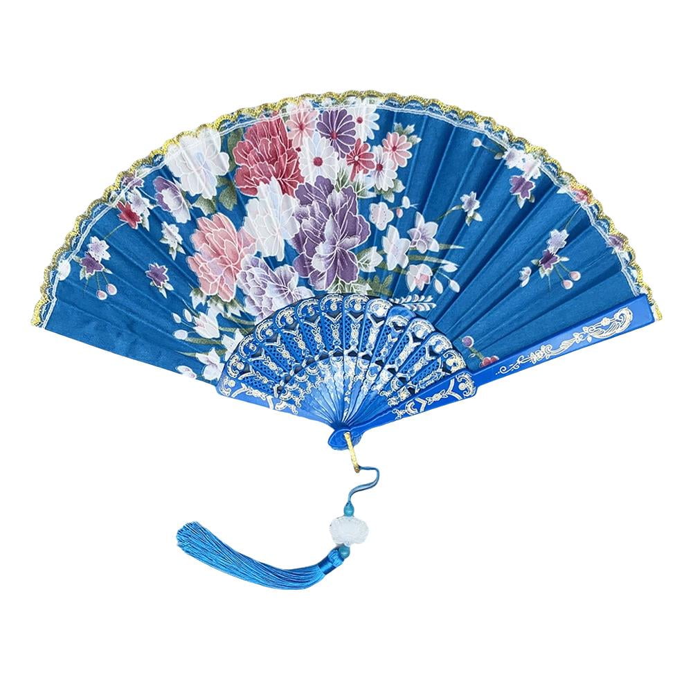 YSABOXS Folding Fan Chinese Bamboo Vintage Silk Hand Held Dance Fans ...