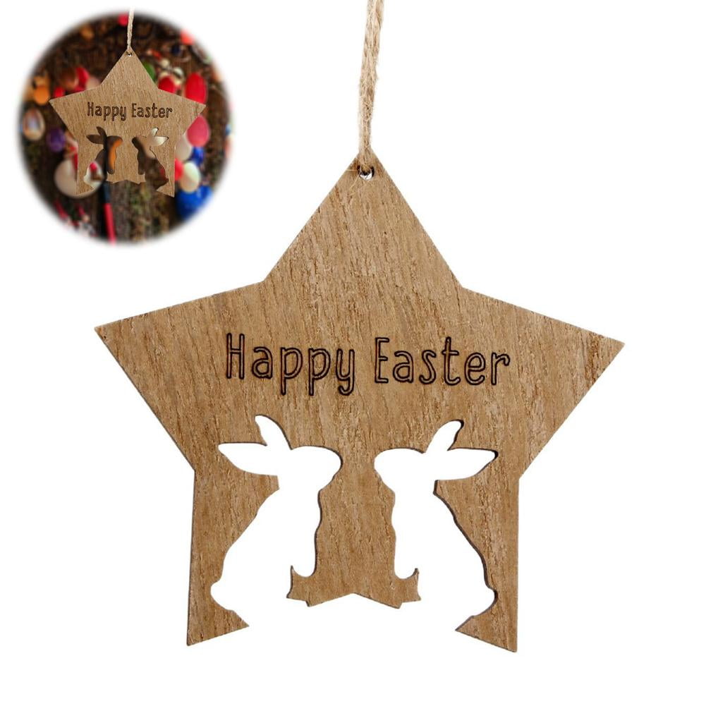 YSABOXS Hollow Rabbit Star Wooden Sign,Wooden Hollow Bny Star Easter ...