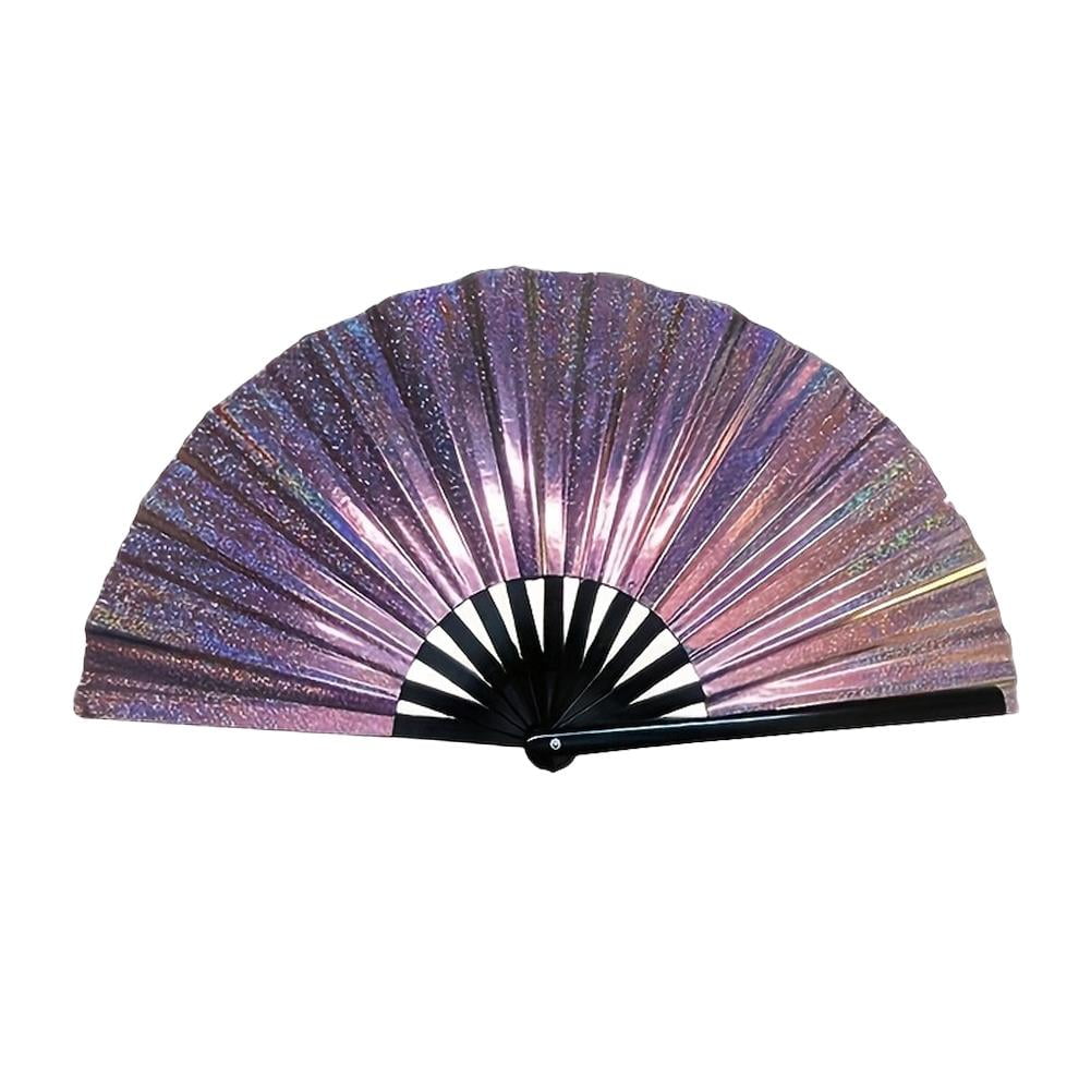 YSABOXS PVC Hand Crank Fan Foldable Oriental Style Silk Fabric Poet ...