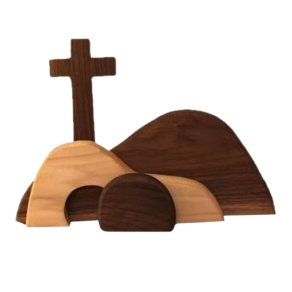 YSABOXS Wooden Easter Resurrection Scene Set - Empty Tomb & Cross ...