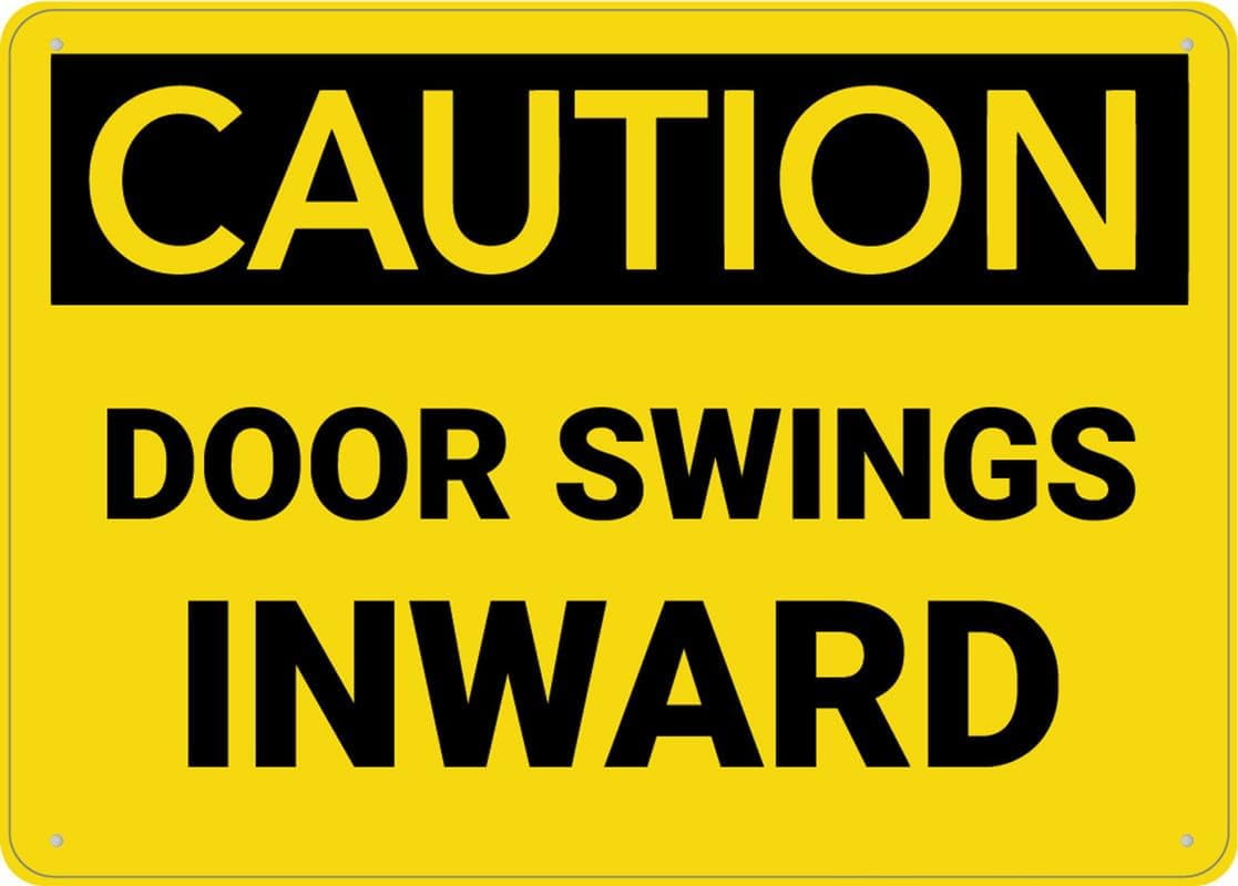 YSFWTUS Caution Door Swings Inward Wall Sign Signs Outdoor, Uv Printed ...