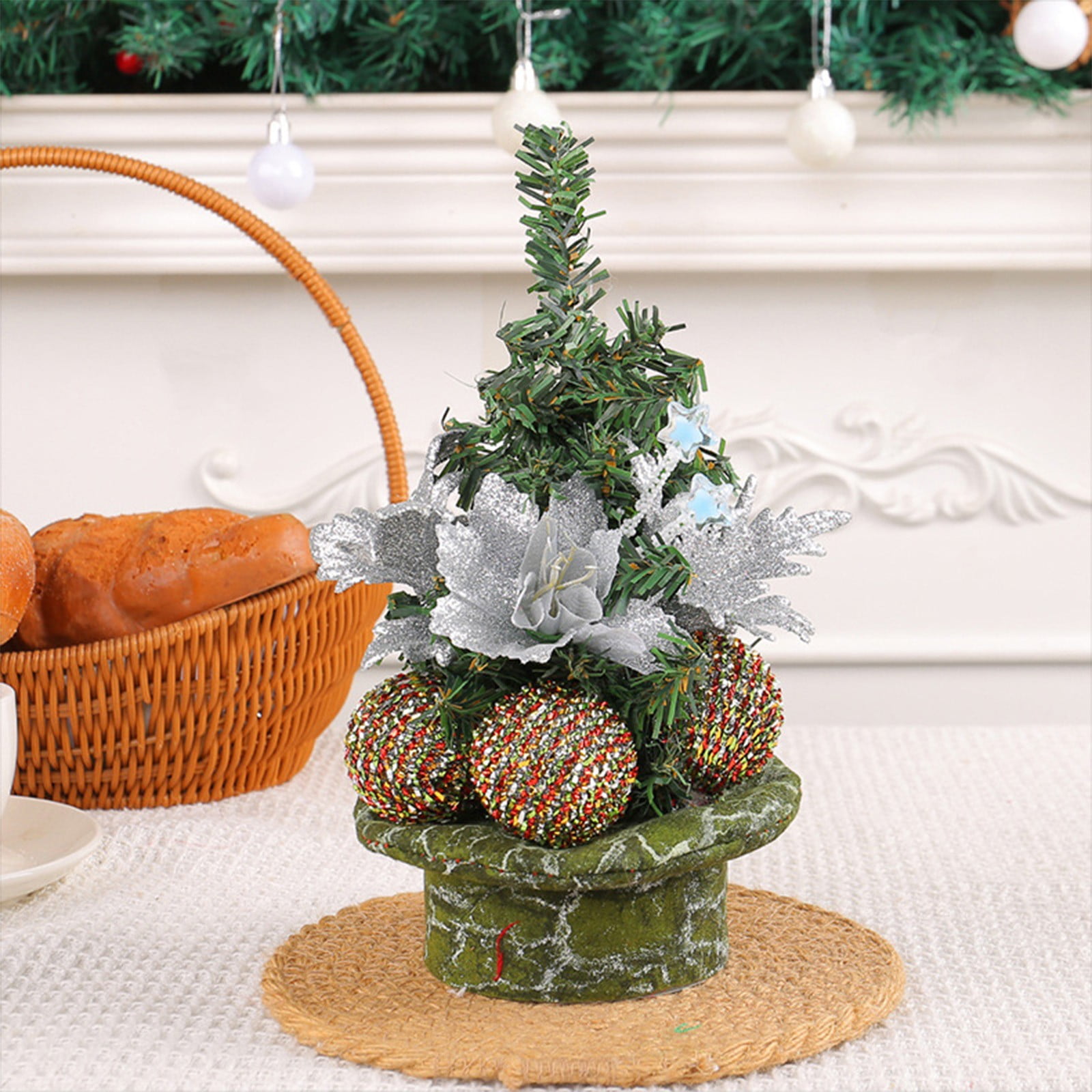 YSGFHGJW Realistic Silver Plastic Mini Christmas Tree - 8.66 Tabletop ...