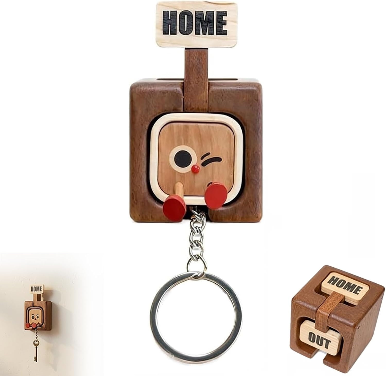 YSGFHGJW Solid Wood Wall Mounted Key Organizer - Rustic Key Hook with ...