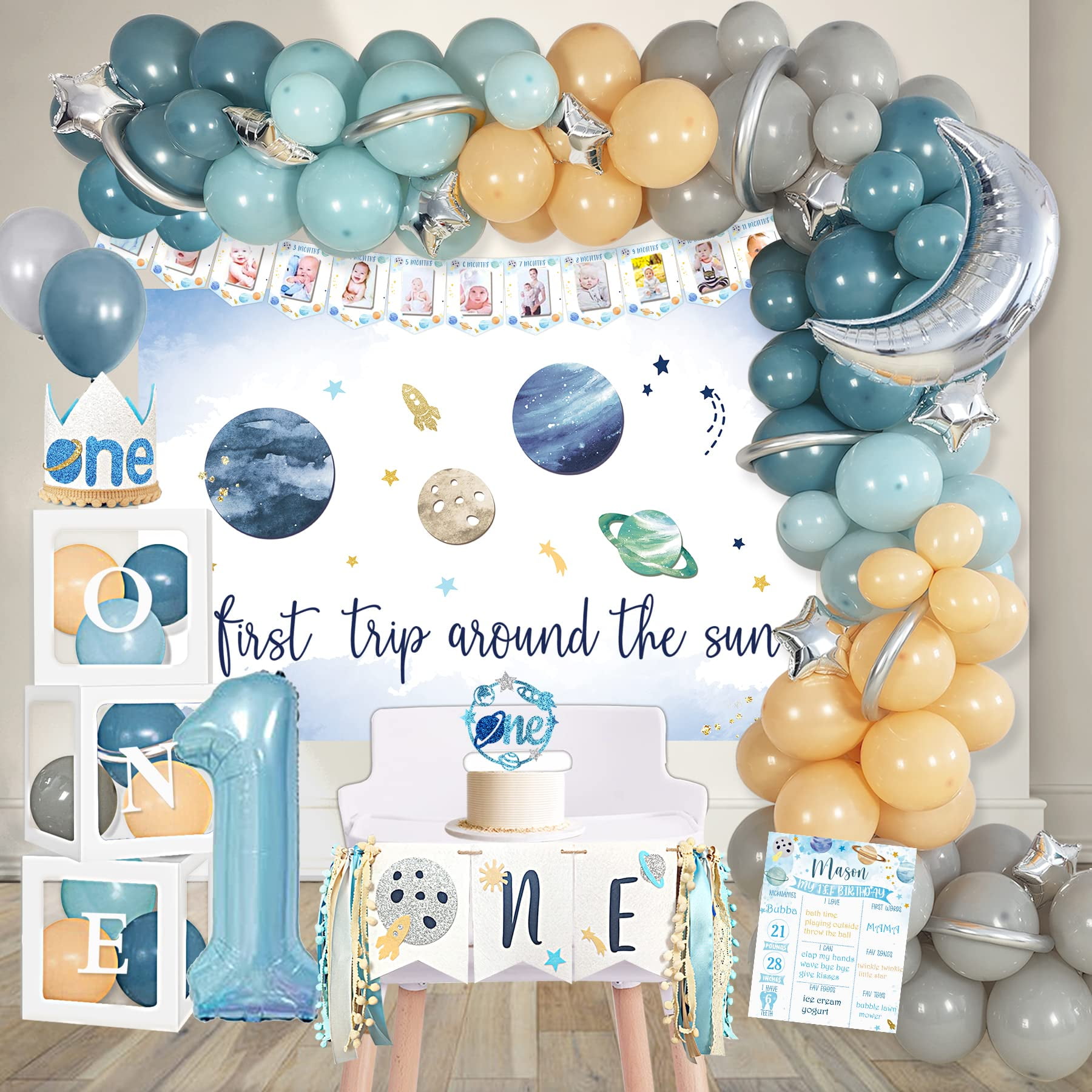 YSHMFEUX First TripTRDN Around The Sun Birthday Decorations Party Space ...