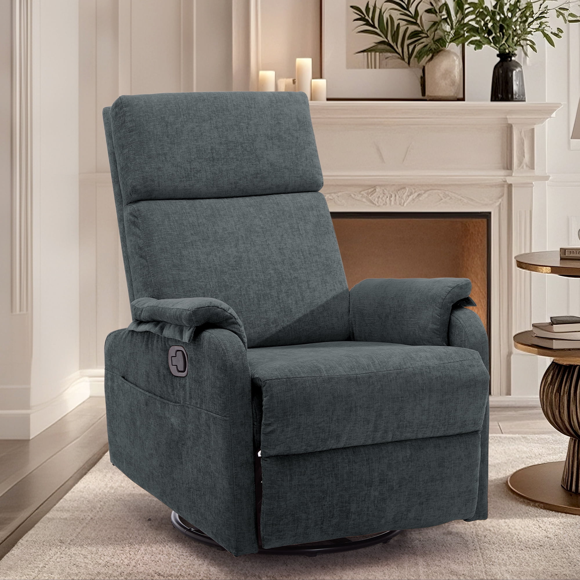 YSICK Manual Swivel Rocker Recliner Chair for Small Spaces Chenille for ...