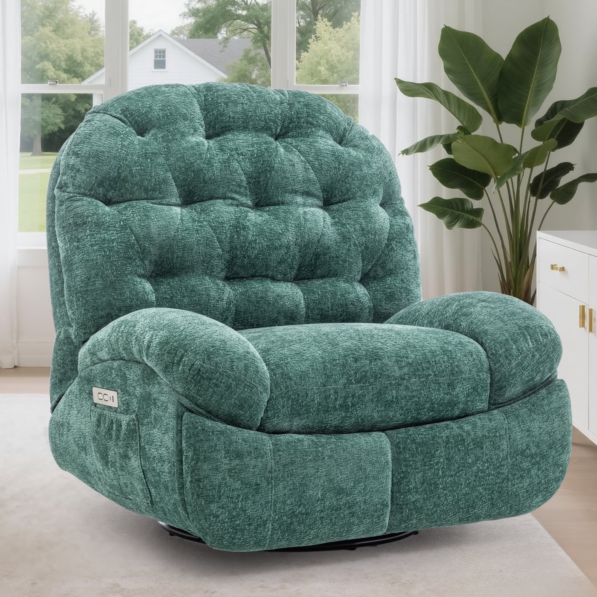 YSICK Oversized Power Swivel Rocker Recliner Chair with USB Ports ...