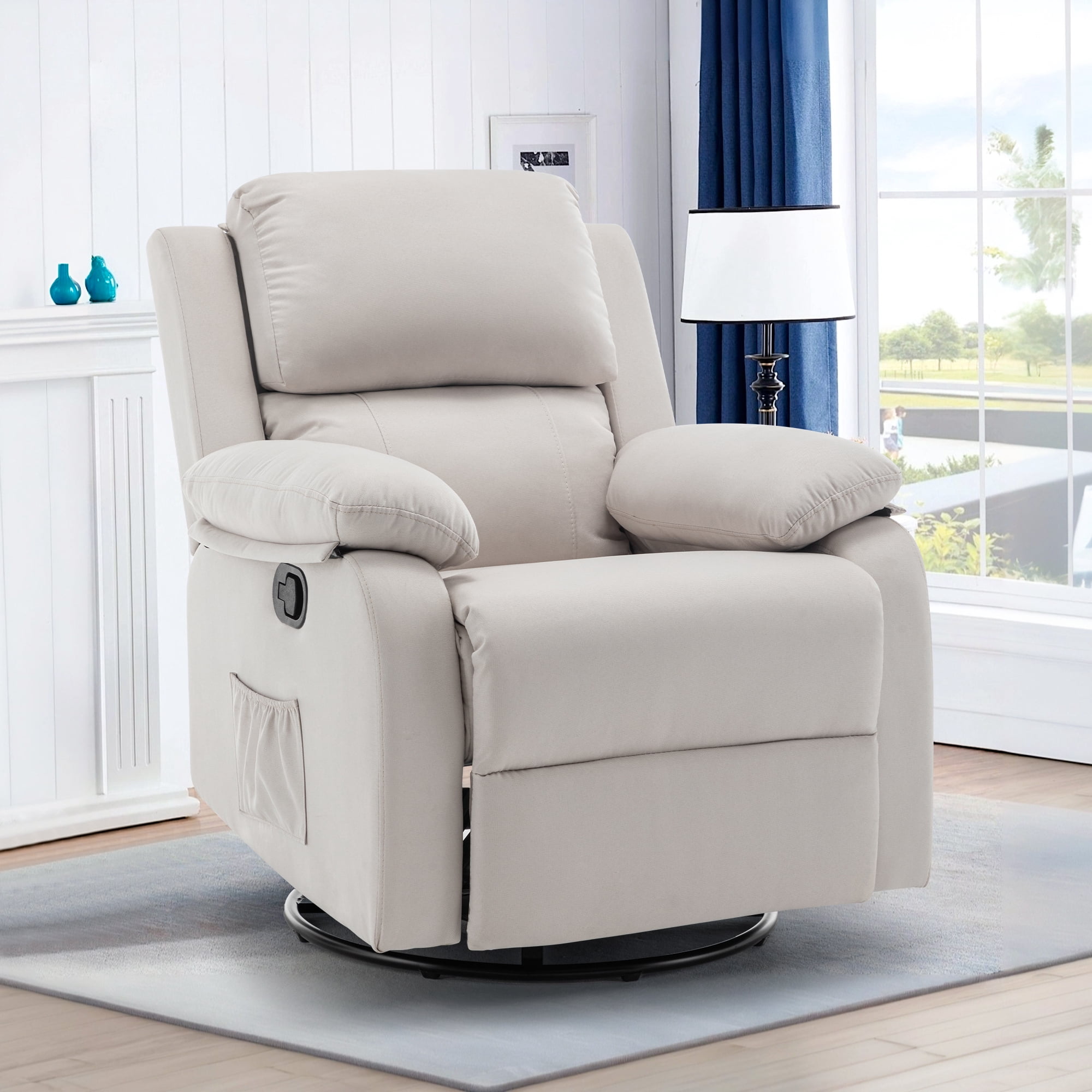 YSICK Small Swivel Rocker Recliner Chair for Small Spaces Linen for ...