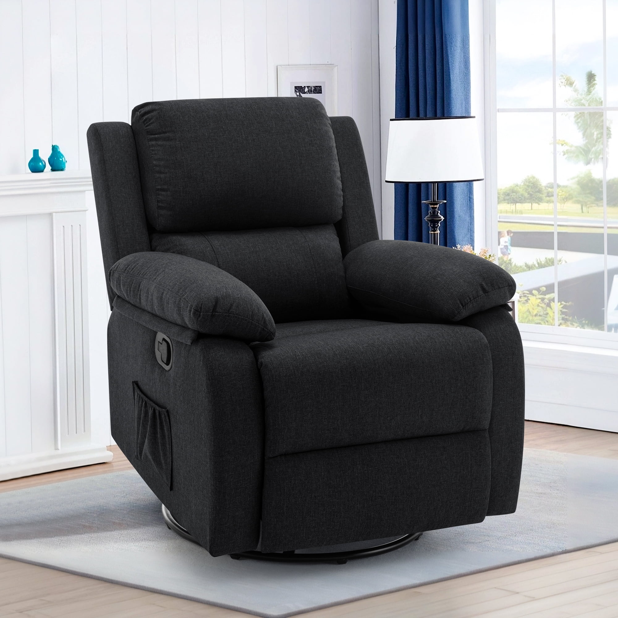 YSICK Small Swivel Rocker Recliner Chair for Small Spaces Linen for ...