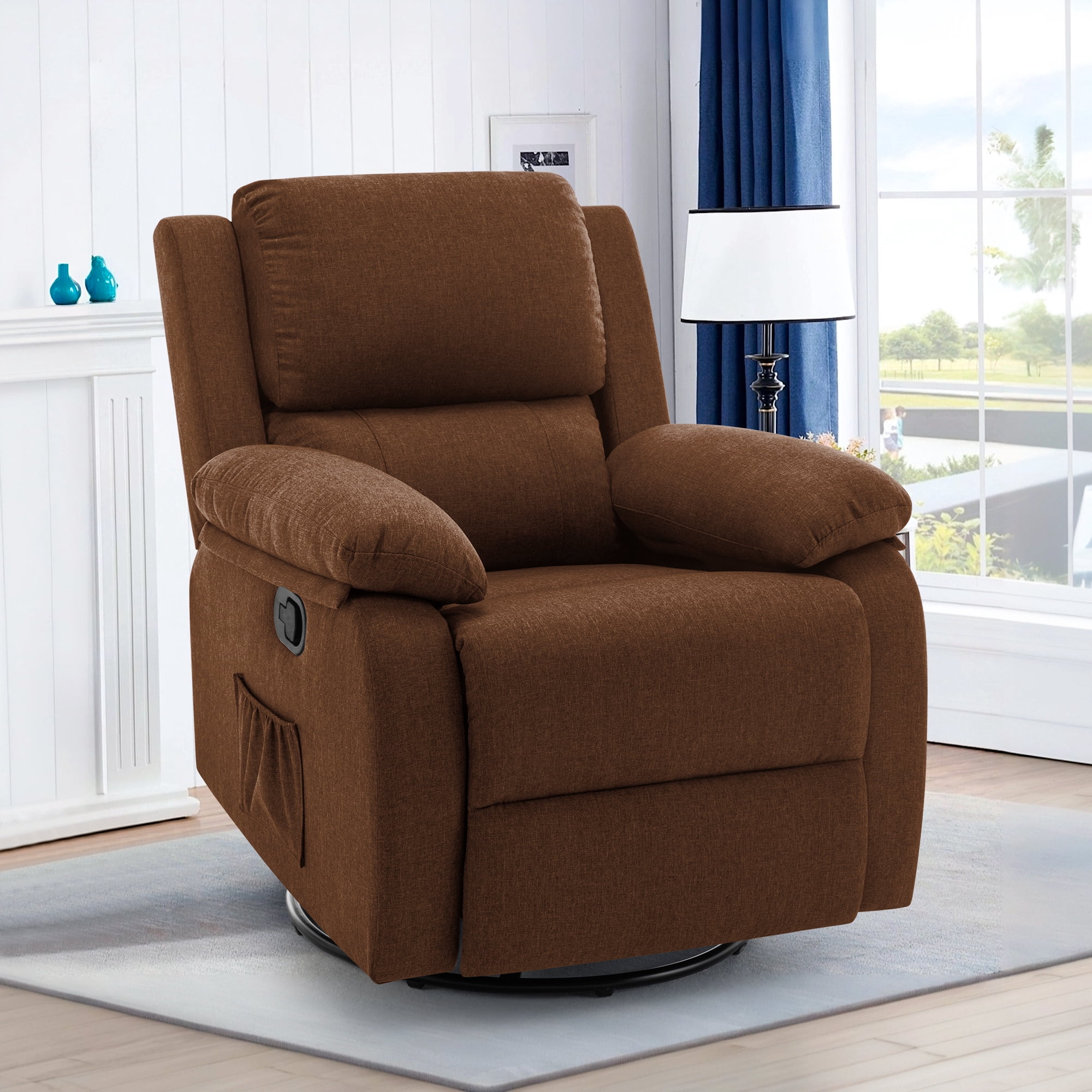 YSICK Small Swivel Rocker Recliner Chair for Small Spaces Linen for ...