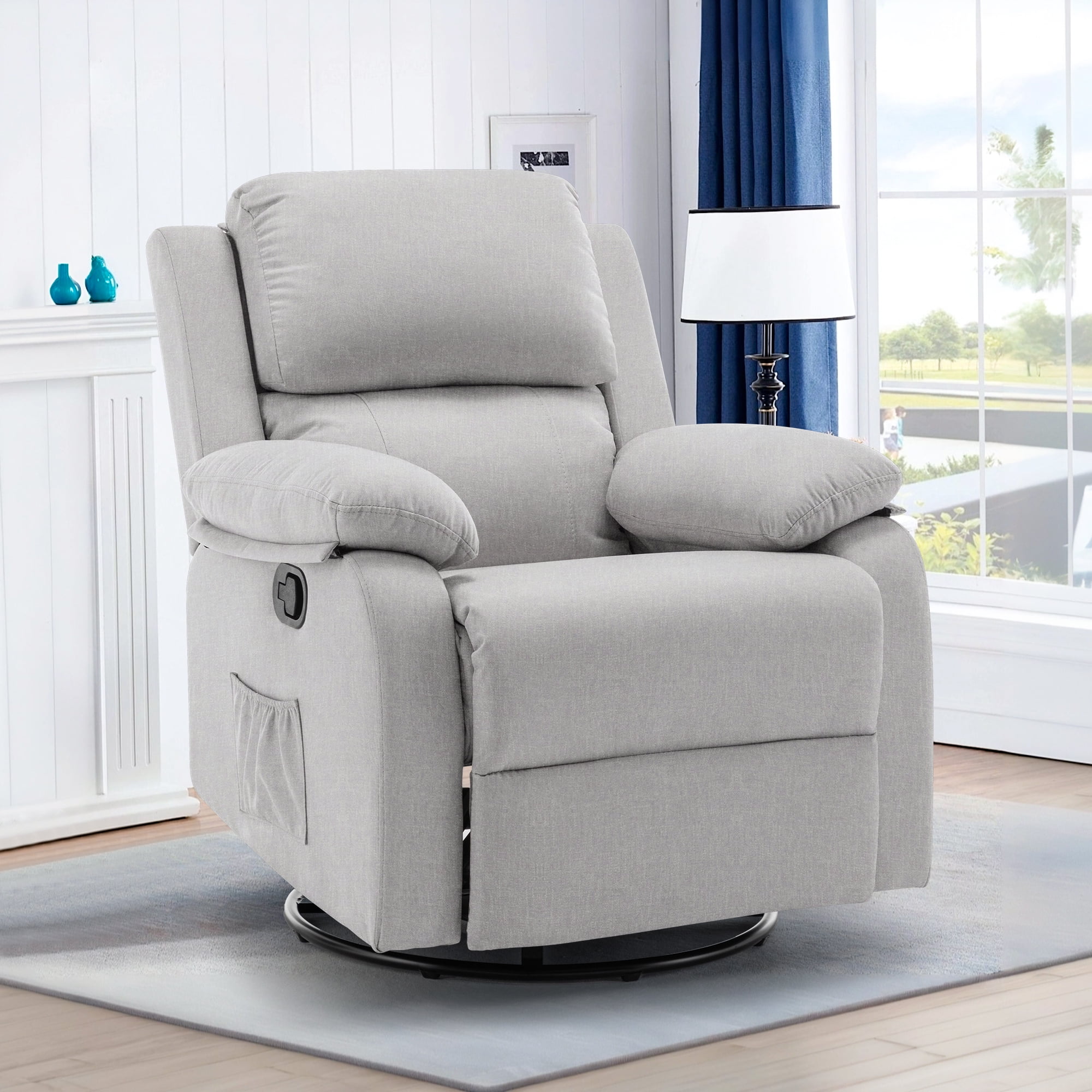 YSICK Small Swivel Rocker Recliner Chair for Small Spaces Linen for ...