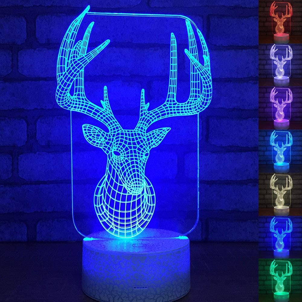 YSITIAN 3D LED Deer Optical Illusion Sensor Night Light with Smart ...