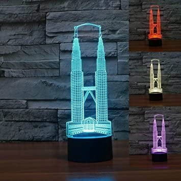 YSITIAN 3D Twin Tower Night Light Table Desk Optical Illusion Lamps 7 ...