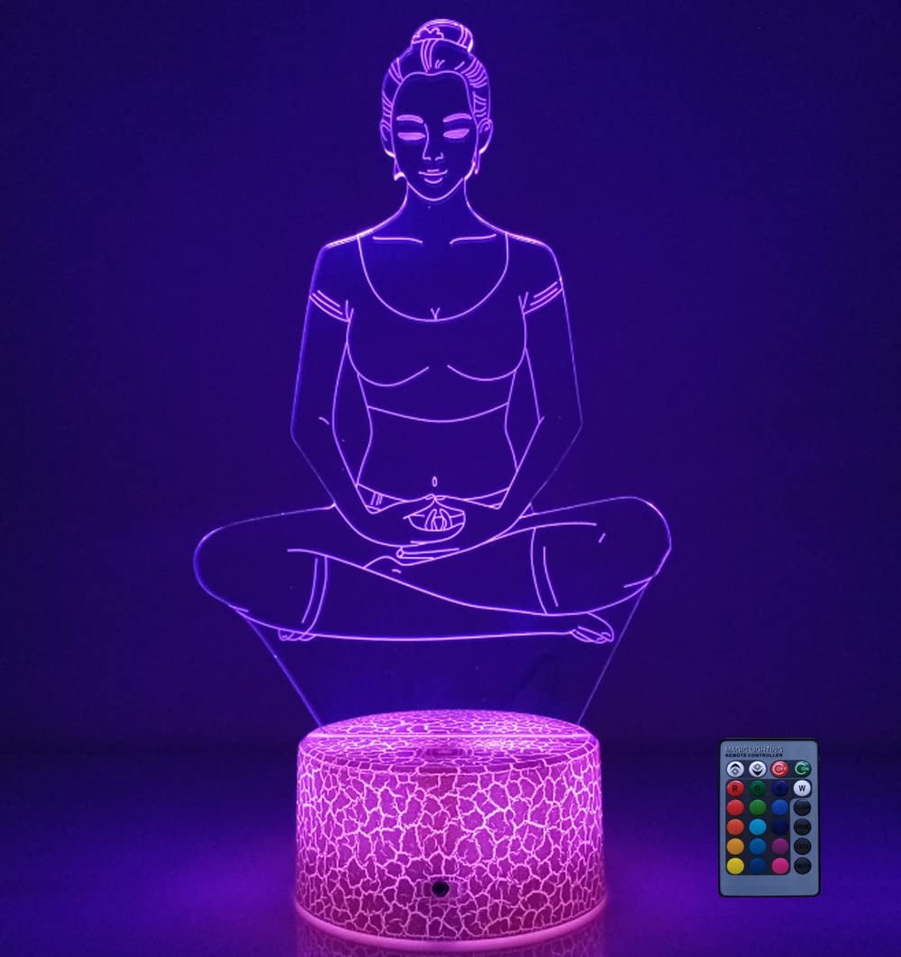 YSITIAN Creative 3D Yoga Meditation Night Light 16 Colors Changing USB ...