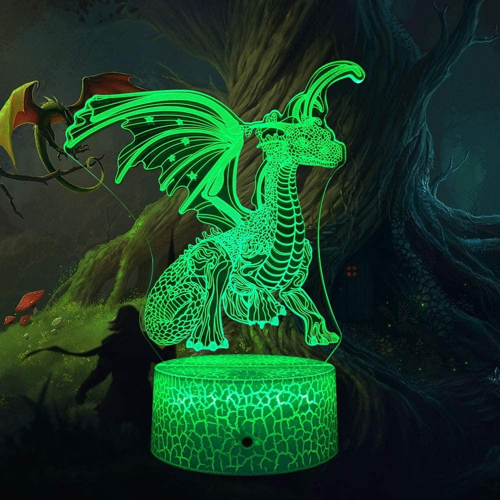 YSITIAN Dragon 3D Optical Illusion Kids Lamp 3D Night Light Bedside ...
